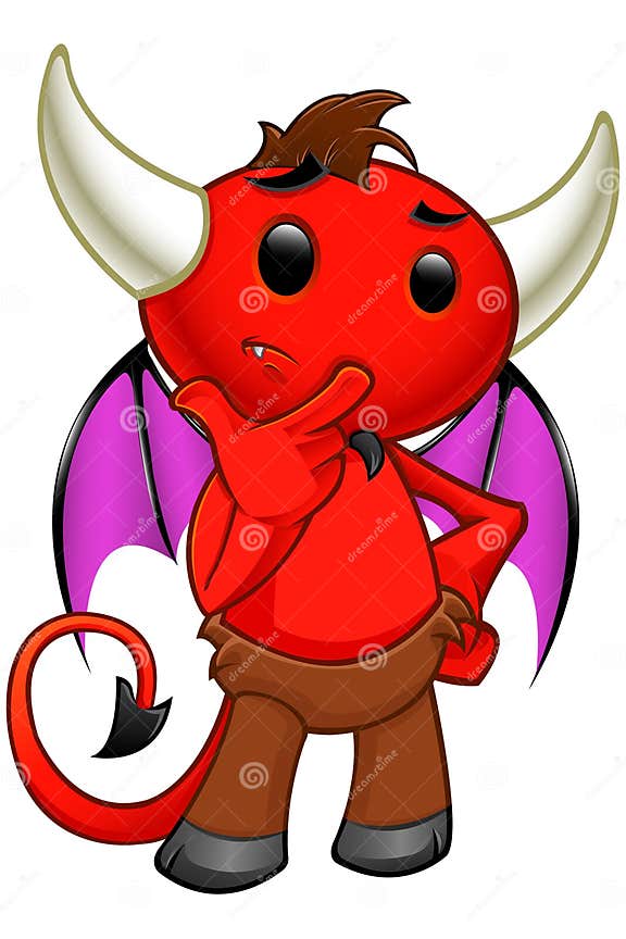 Devil Character - Thinking stock vector. Illustration of demon - 69832803
