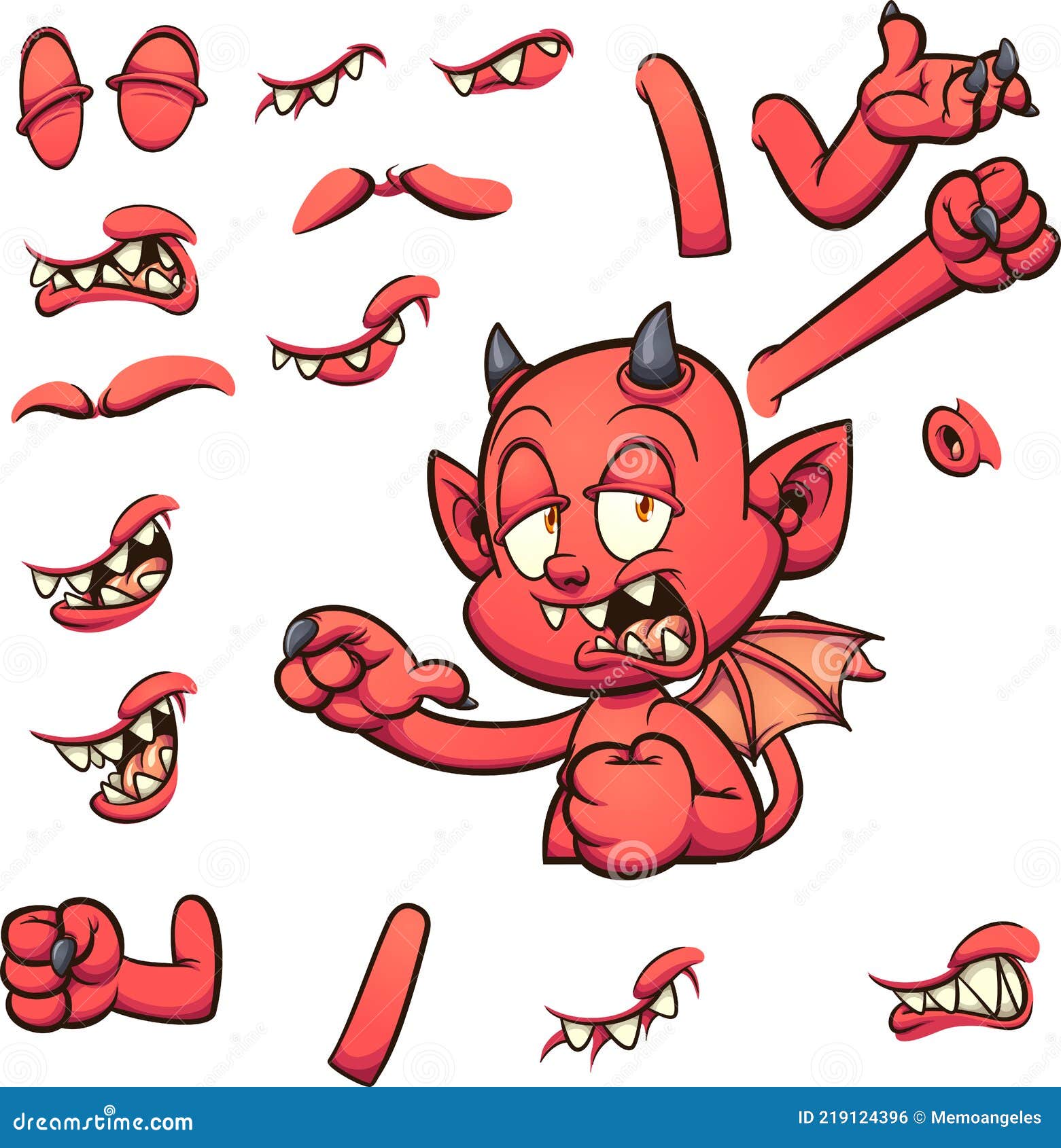 Devil Character Torso with Different Expressions. Stock Vector ...