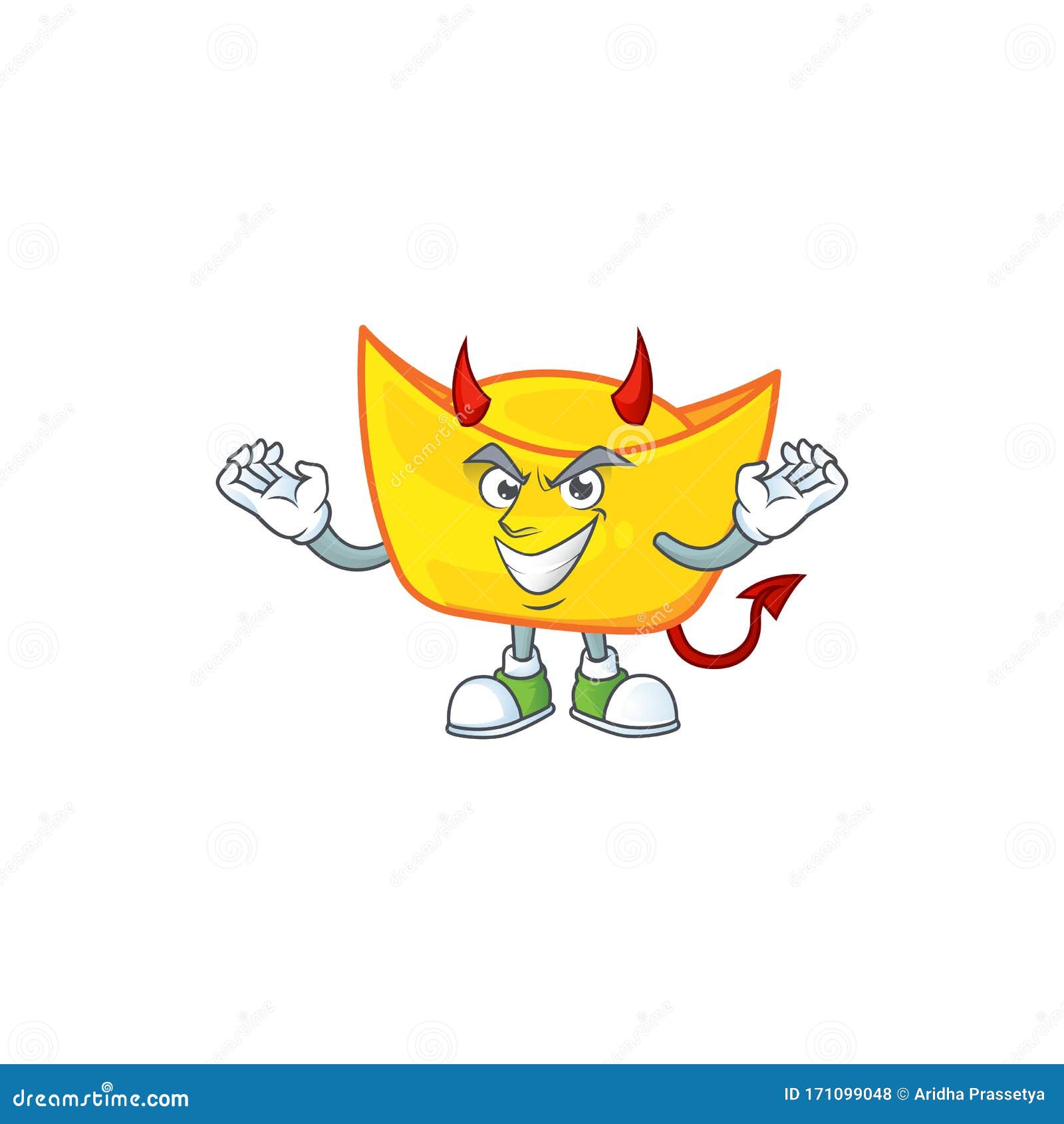 Devil Chinese Gold Ingot Cartoon Character Design Stock Vector ...