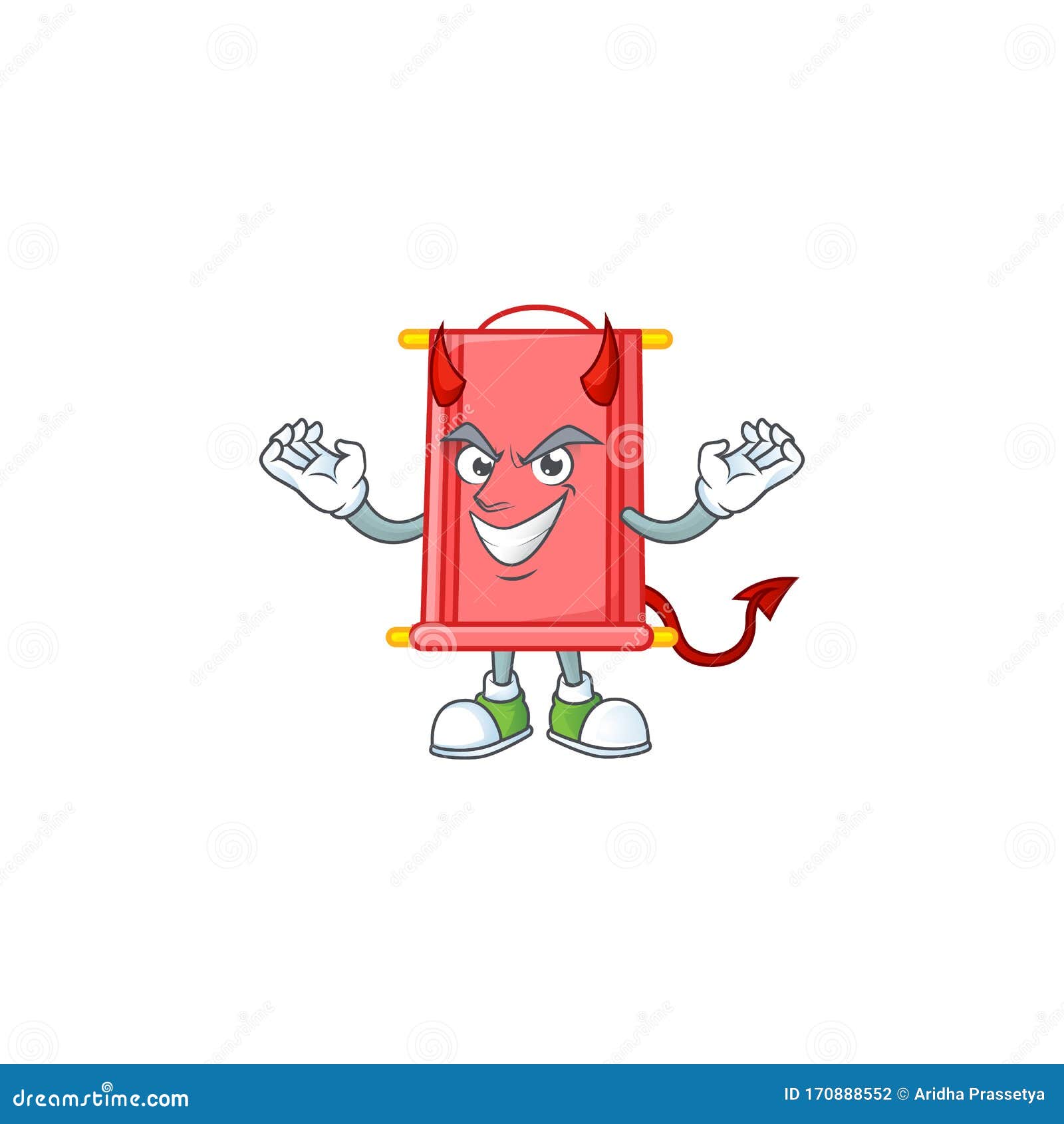 Devil Chinese Red Scroll Cartoon Character Design Stock Vector ...