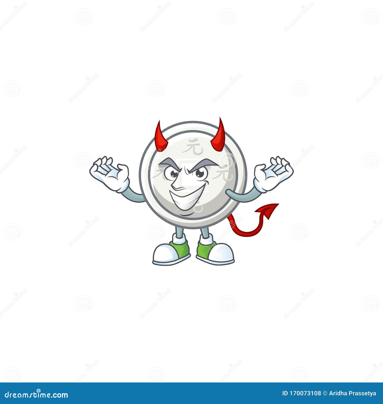 Devil Chinese Silver Coin Cartoon Character Design Stock Vector ...