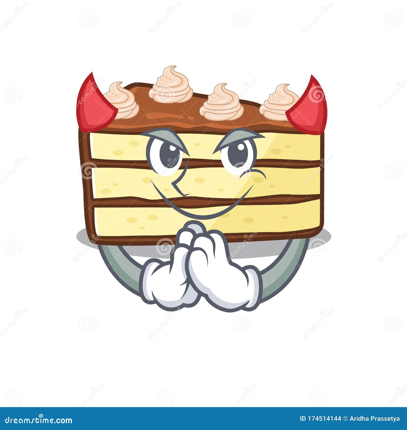 Devil Chocolate Slice Cake Cartoon in Character Design Stock Vector ...