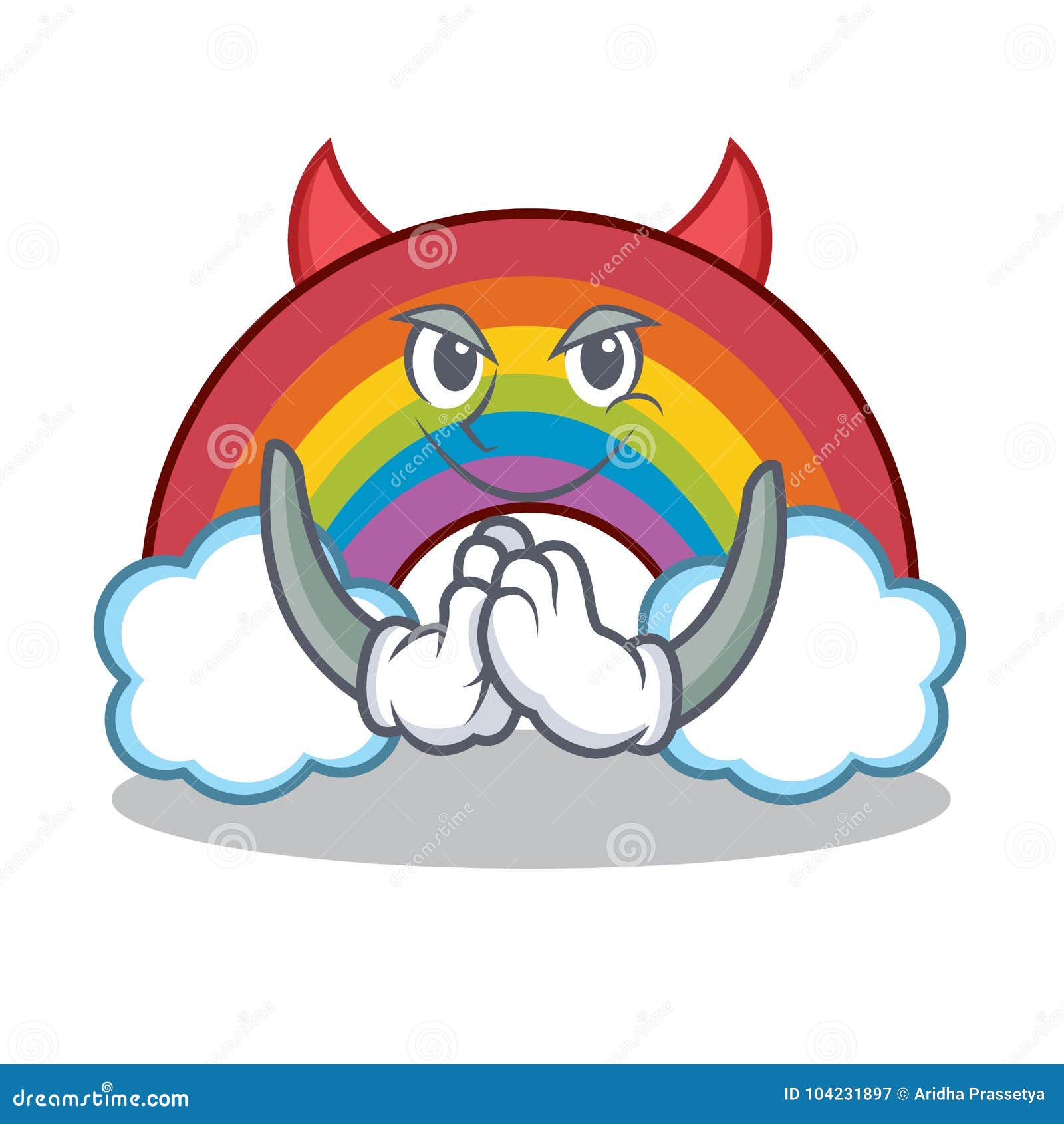 Devil Rainbow Cotton Candy Cartoon Character Design Vector Illustration ...