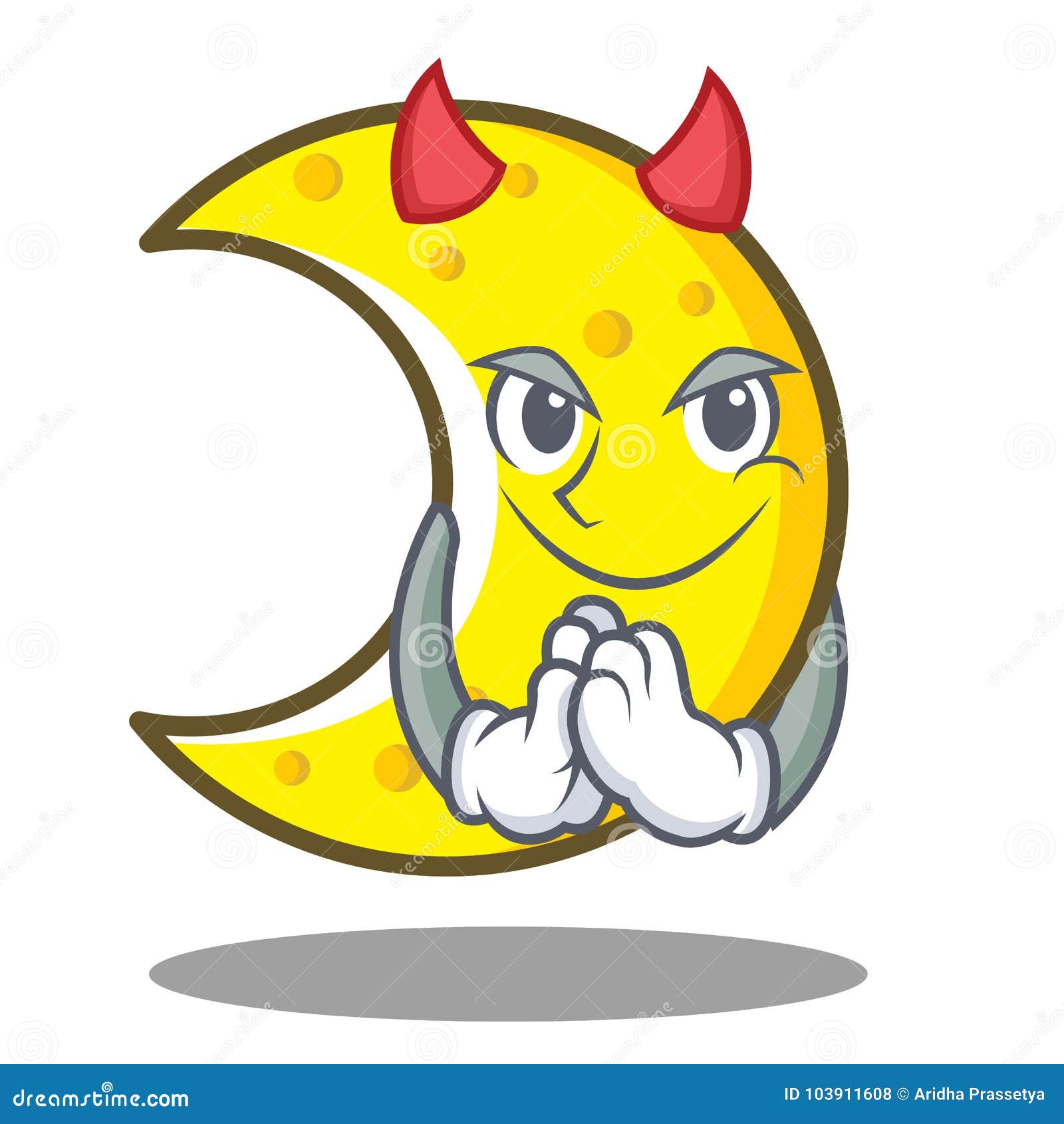 Devil Crescent Moon Character Cartoon Stock Vector - Illustration of ...