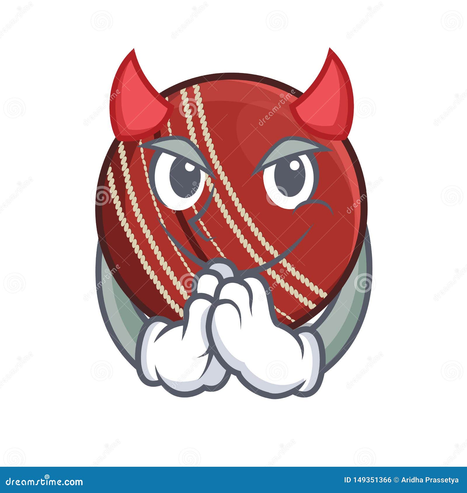 Devil Cricket Ball in the Cartoon Shape Stock Vector - Illustration of ...
