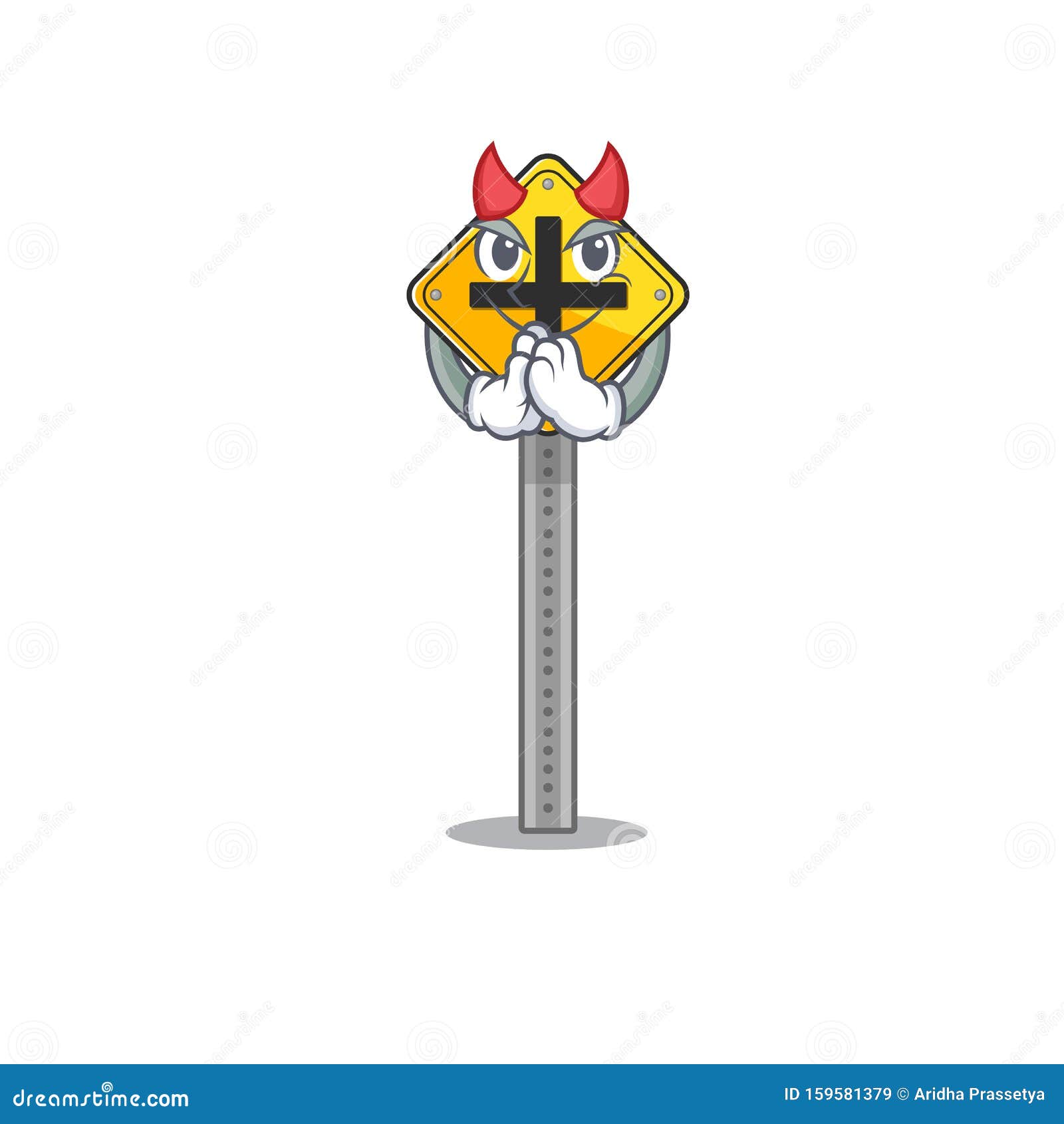 Devil Crossing Sign at the Roadside Character Stock Vector ...