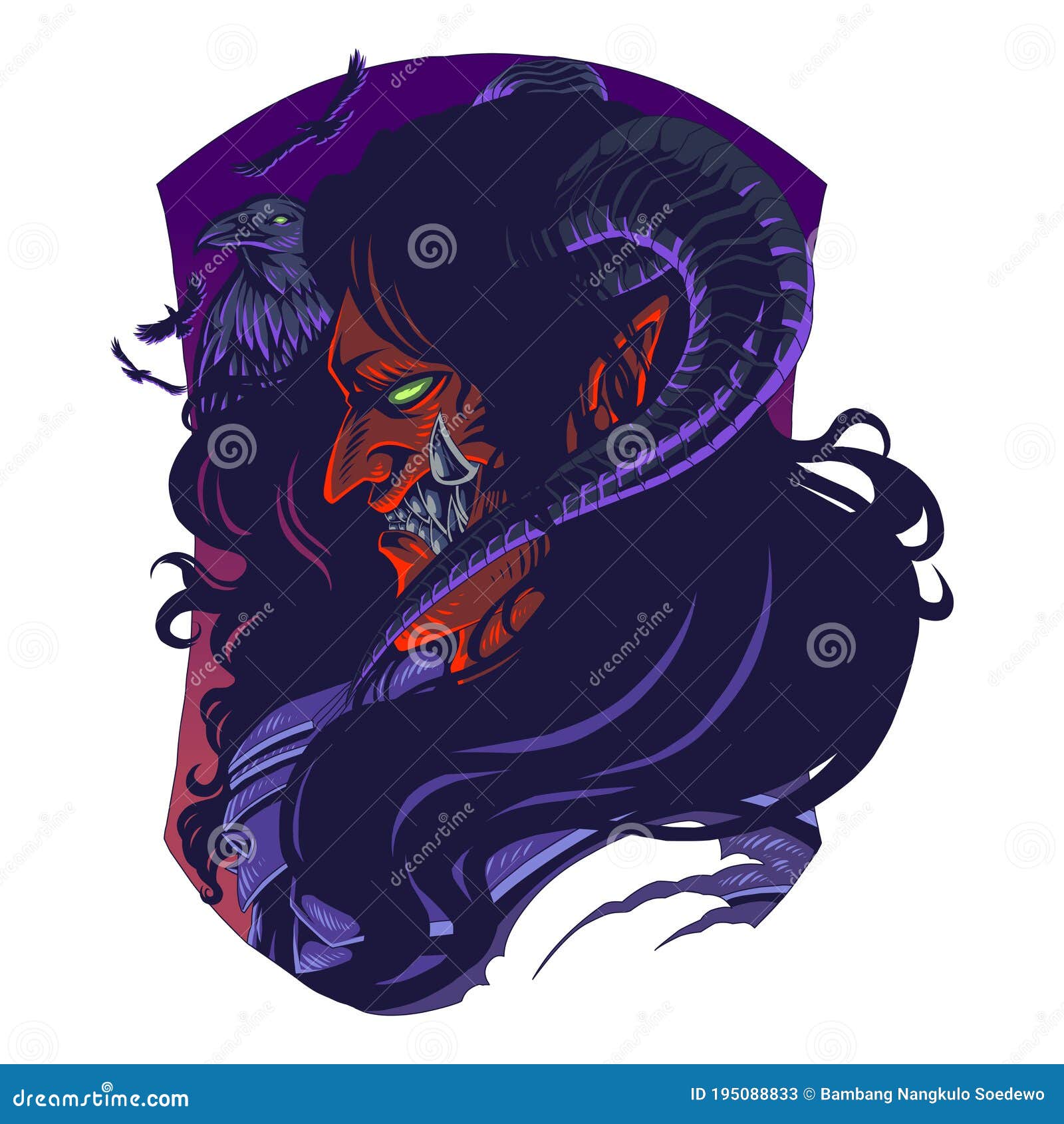 Devil with Crow Mascot Logo Stock Vector - Illustration of female ...