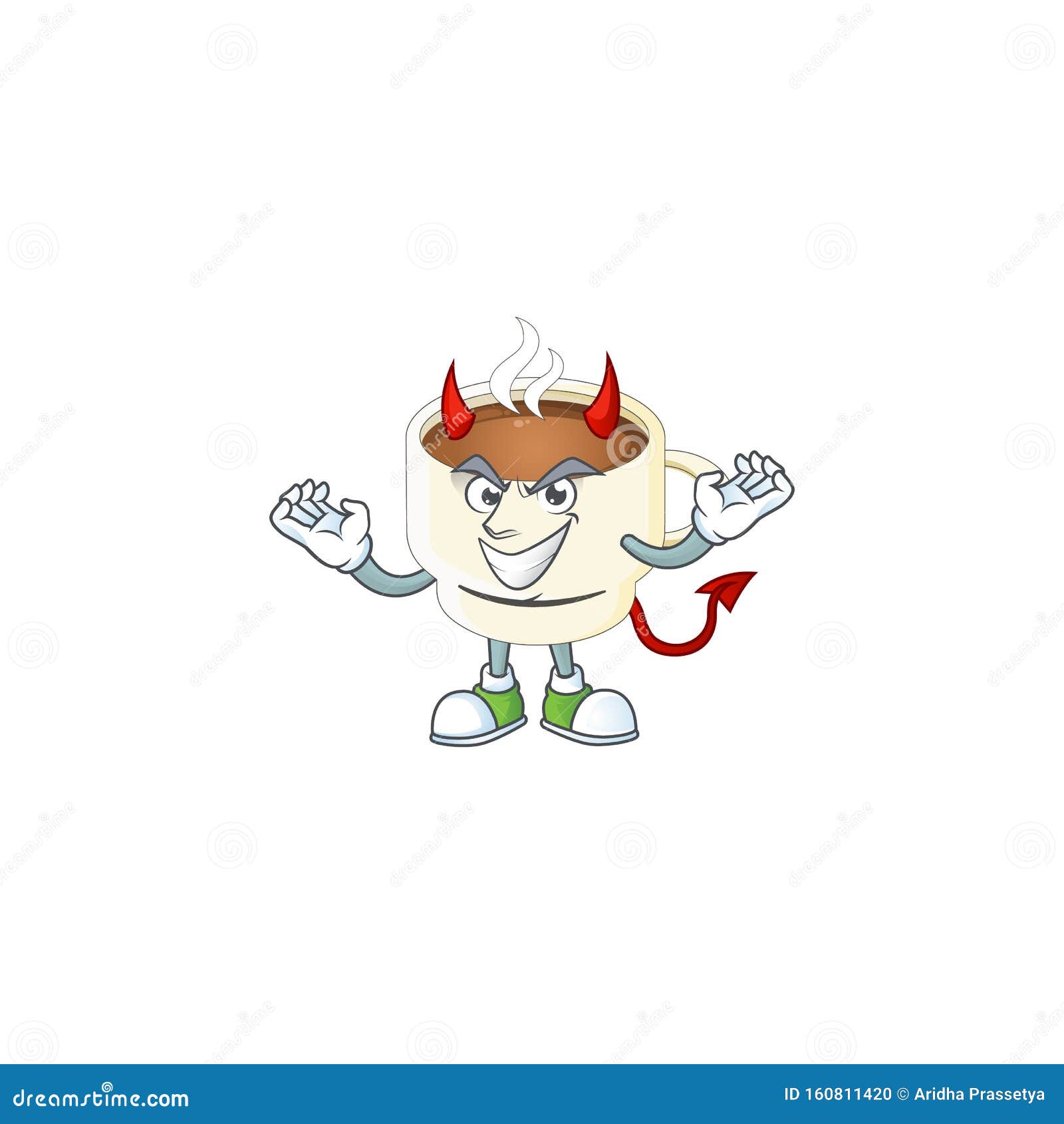 Devil Cup Coffee the Character with Mascot Stock Vector - Illustration ...
