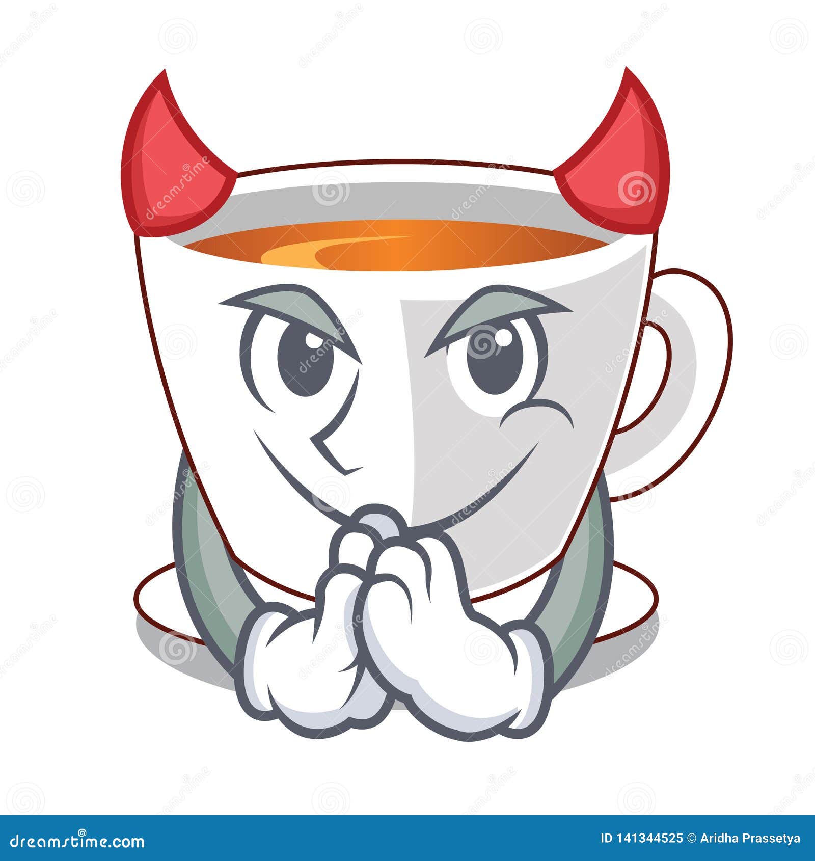 Devil Cup Mint Tea Isolated with Character Stock Vector - Illustration ...