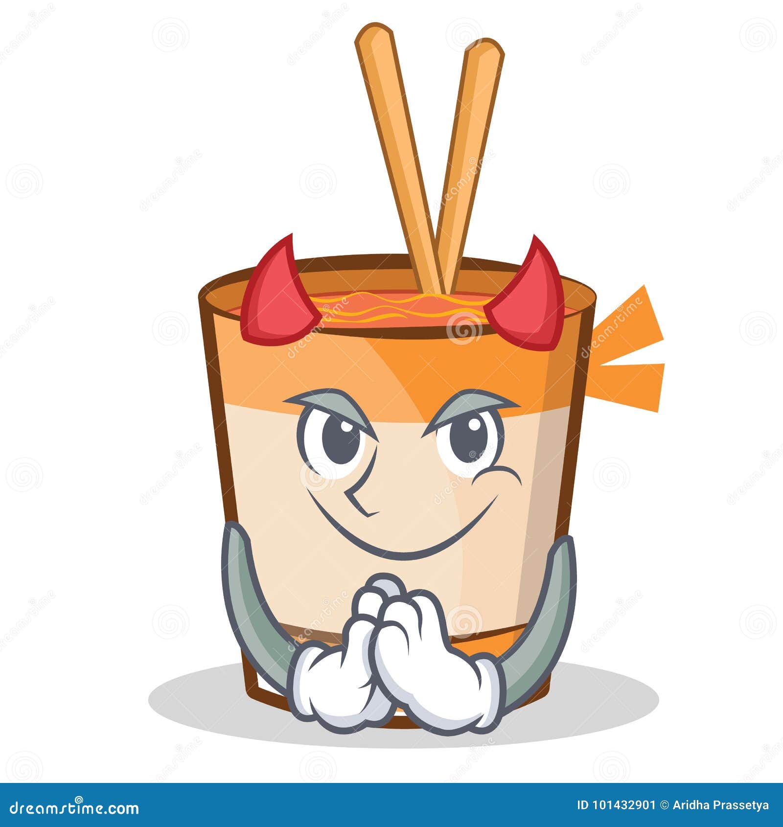 Devil Cup Noodles Character Cartoon Stock Vector - Illustration of ...