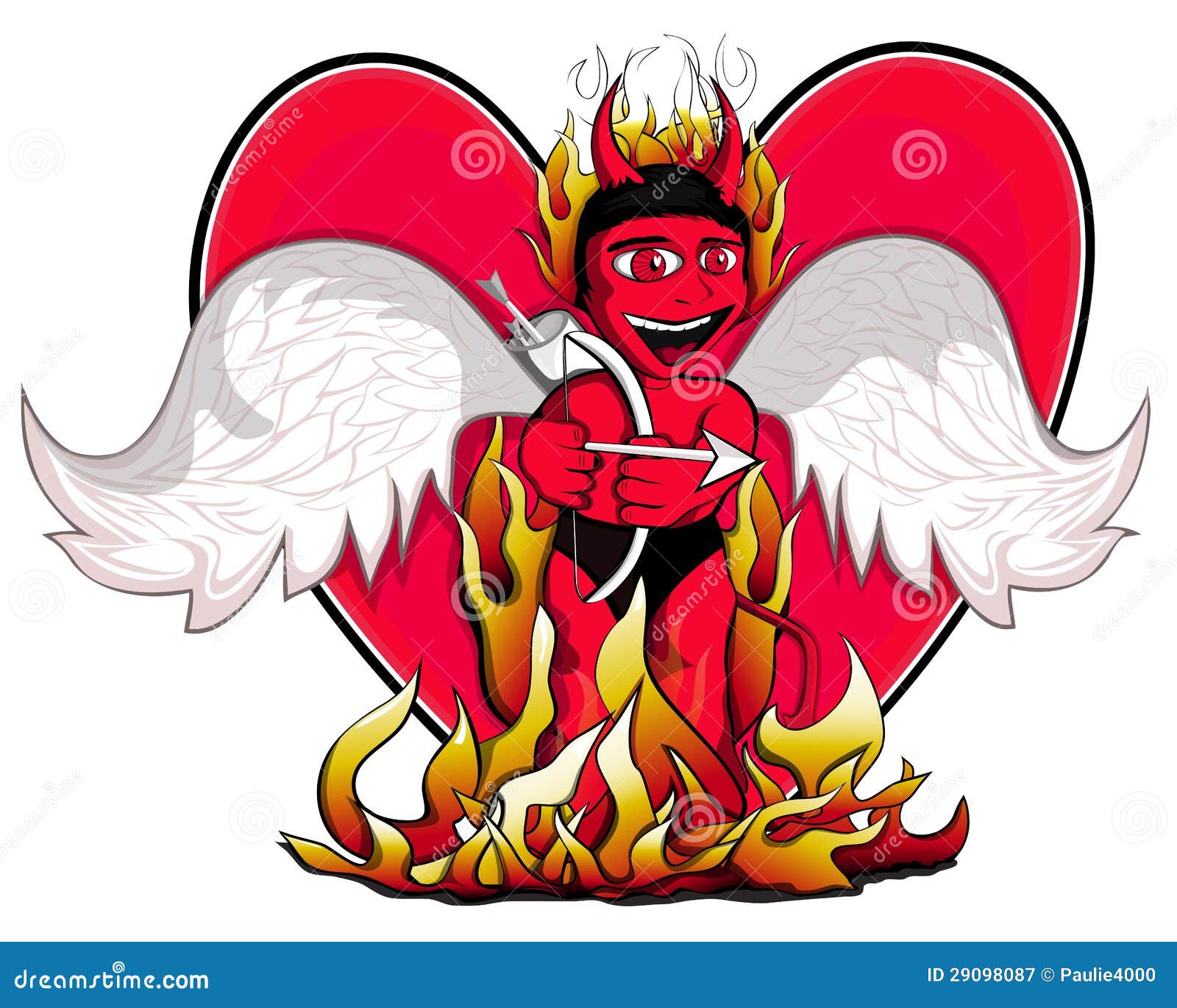 Cat Devil Cupid Angel Cartoon Characters Valentine Day Vector ...
