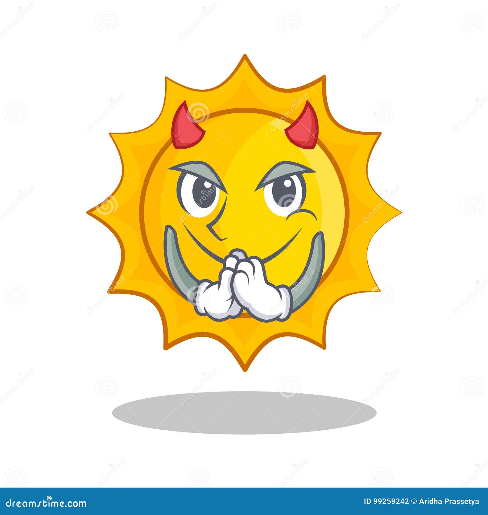 Devil Cute Sun Character Cartoon Stock Vector - Illustration of weather ...