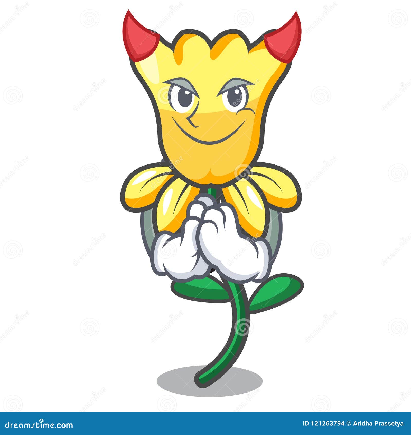 Devil Daffodil Flower Mascot Cartoon Stock Vector - Illustration of ...