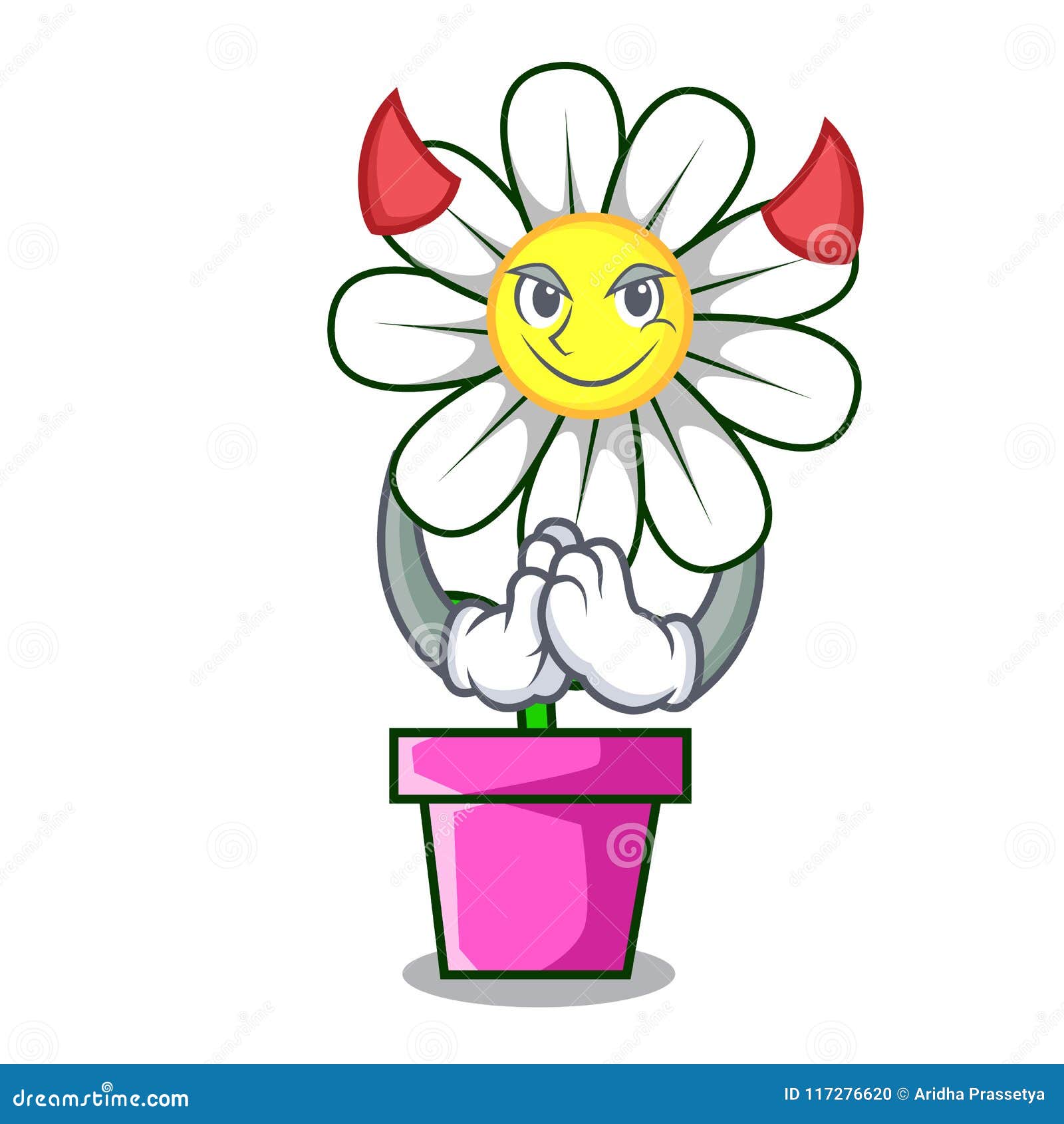 Devil Daisy Flower Mascot Cartoon Stock Vector - Illustration of ...