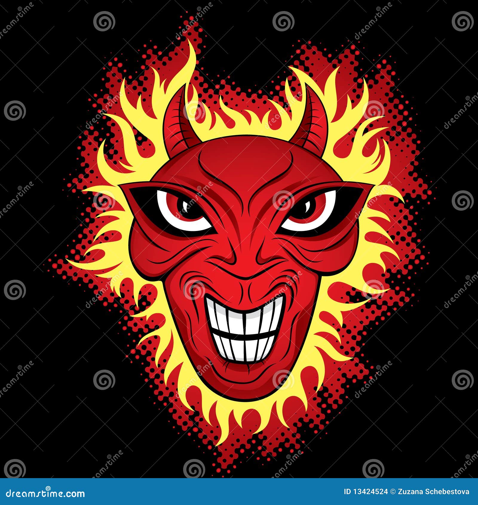 Devil Horror Profile On The Textured Striped Background Stock ...