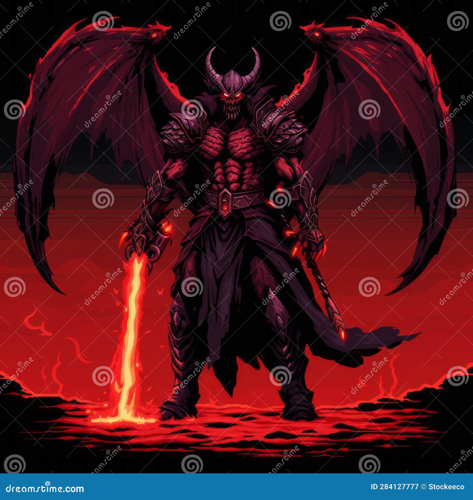Epic Devil Illustration: Datamoshed Satan with Fire Emblem and 16-bit ...