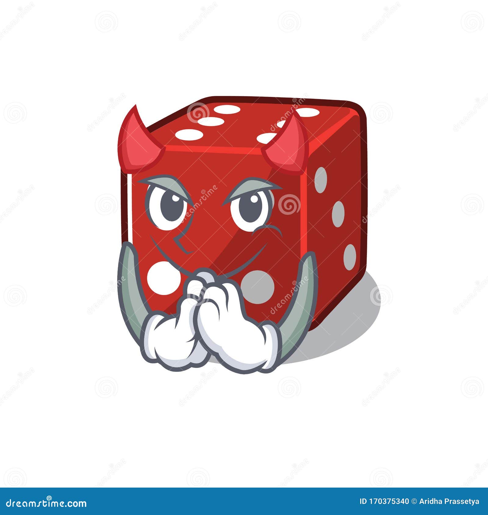 Devil Dice Cartoon in Character with Design Stock Vector - Illustration ...