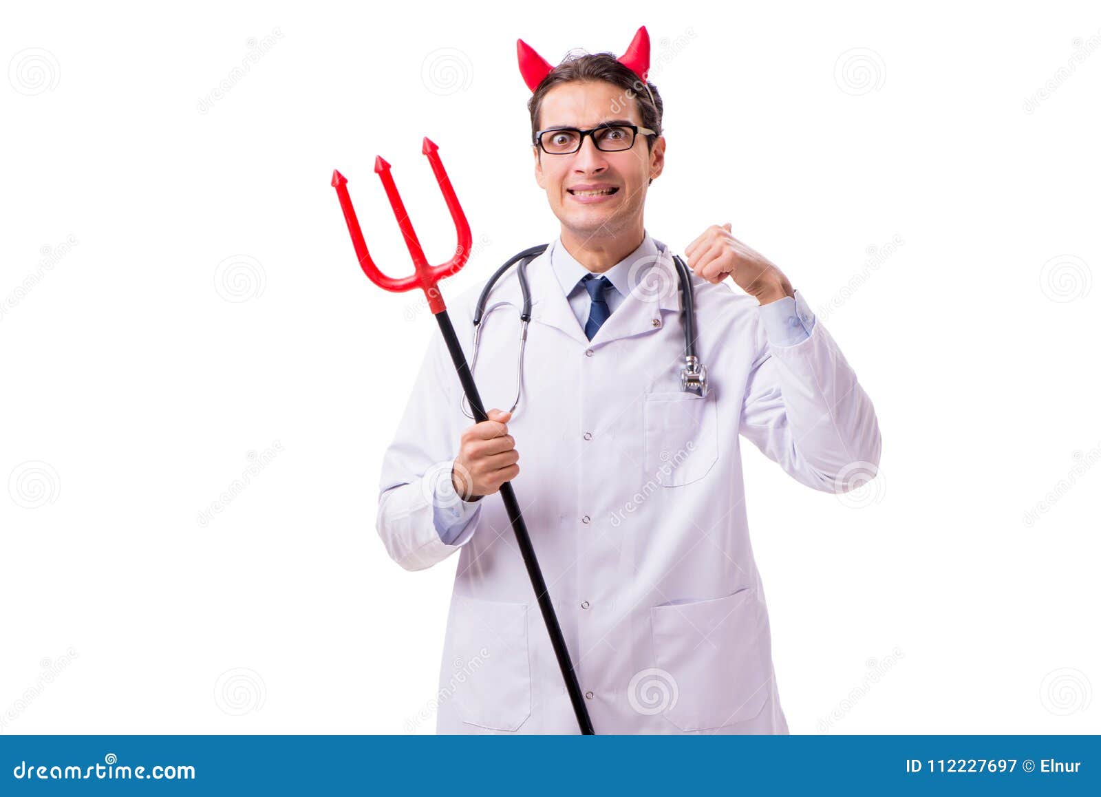 Devil Doctor in Funny Medical Concept Isolated on White Backgrou Stock ...