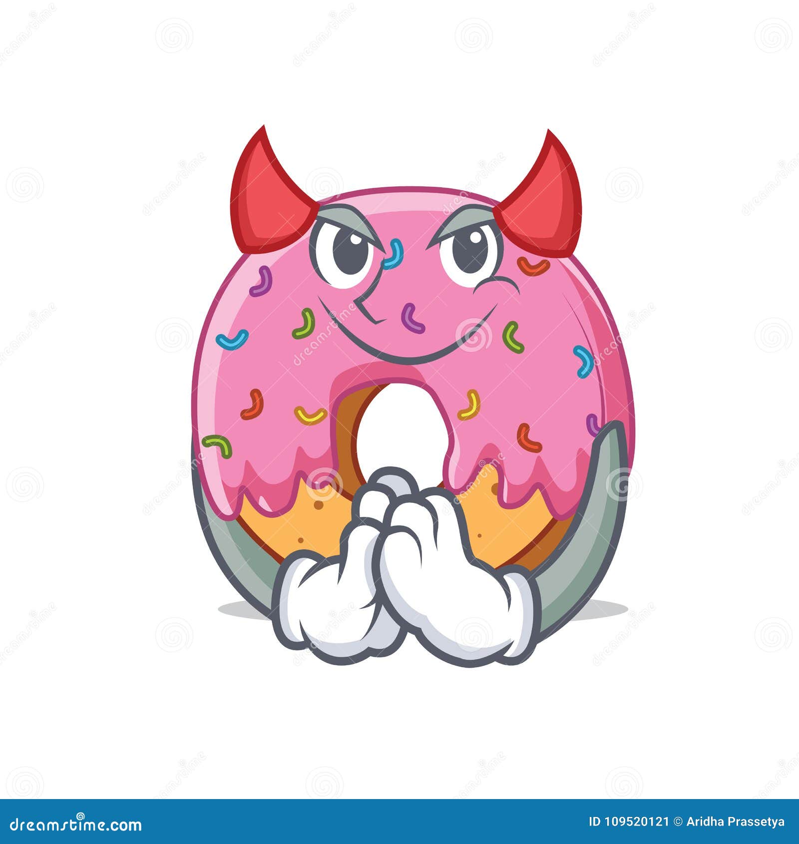 Devil Donut Mascot Cartoon Style Stock Vector - Illustration of happy ...