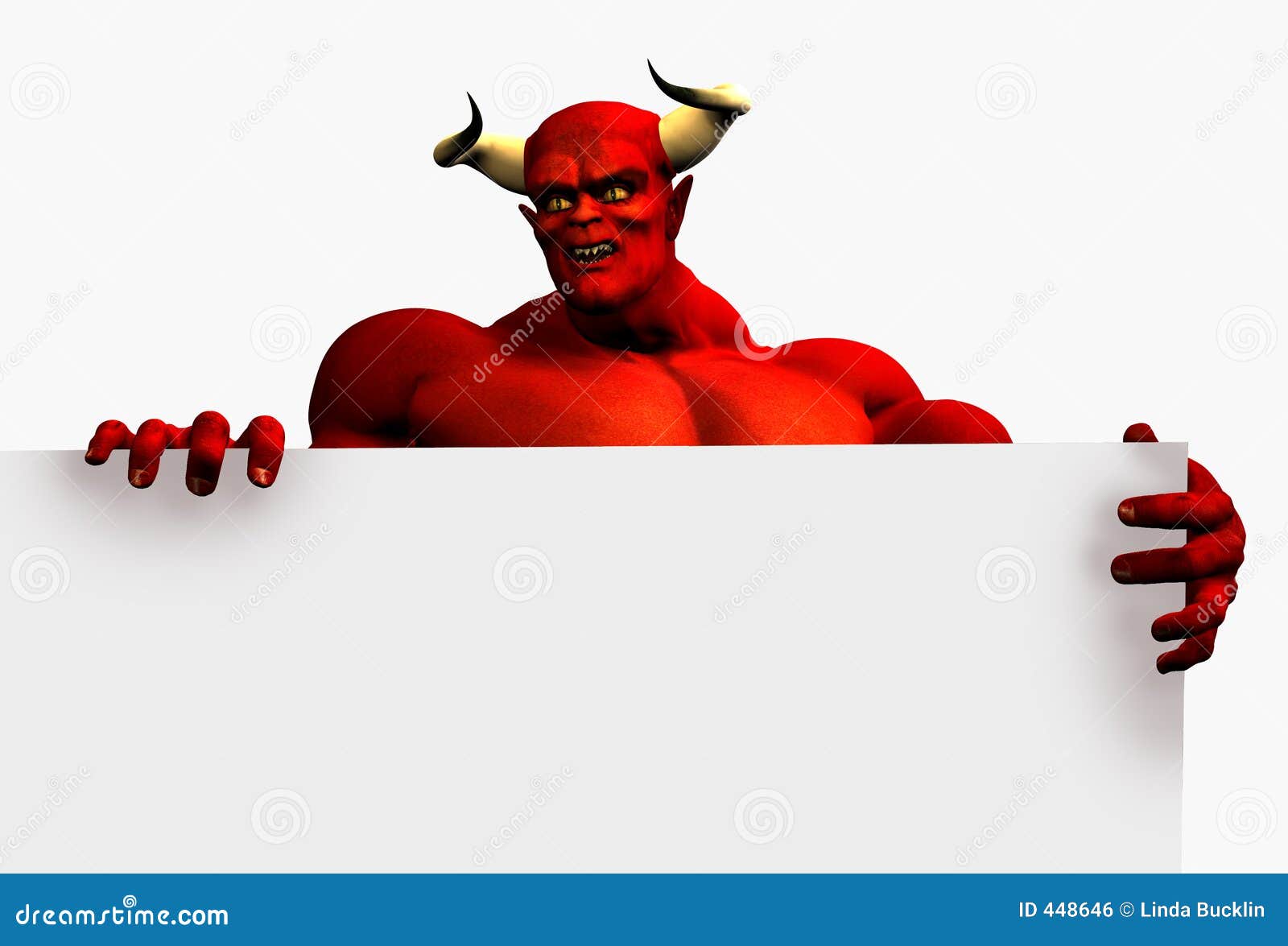 Devil with Edge of Blank Sign - with Clipping Path Stock Illustration ...