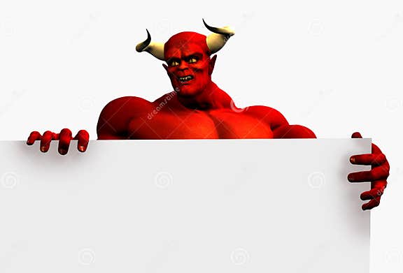 Devil with Edge of Blank Sign - with Clipping Path Stock Illustration ...