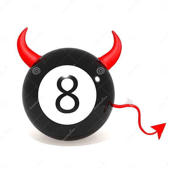 Devil Eight Ball with Horns 3d Illustration Stock Illustration ...