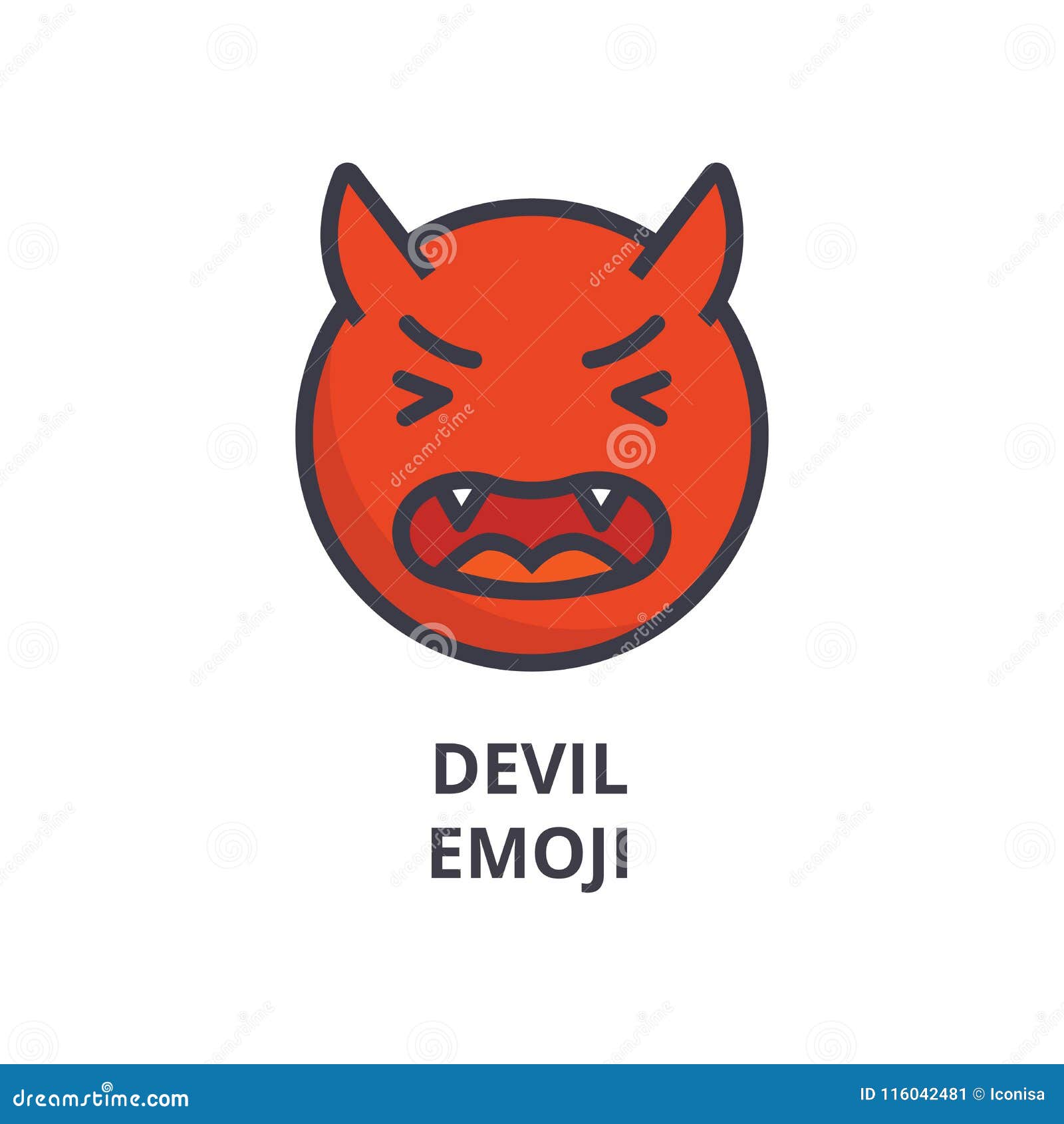 Devil Emoji Vector Line Icon, Sign, Illustration on Background ...