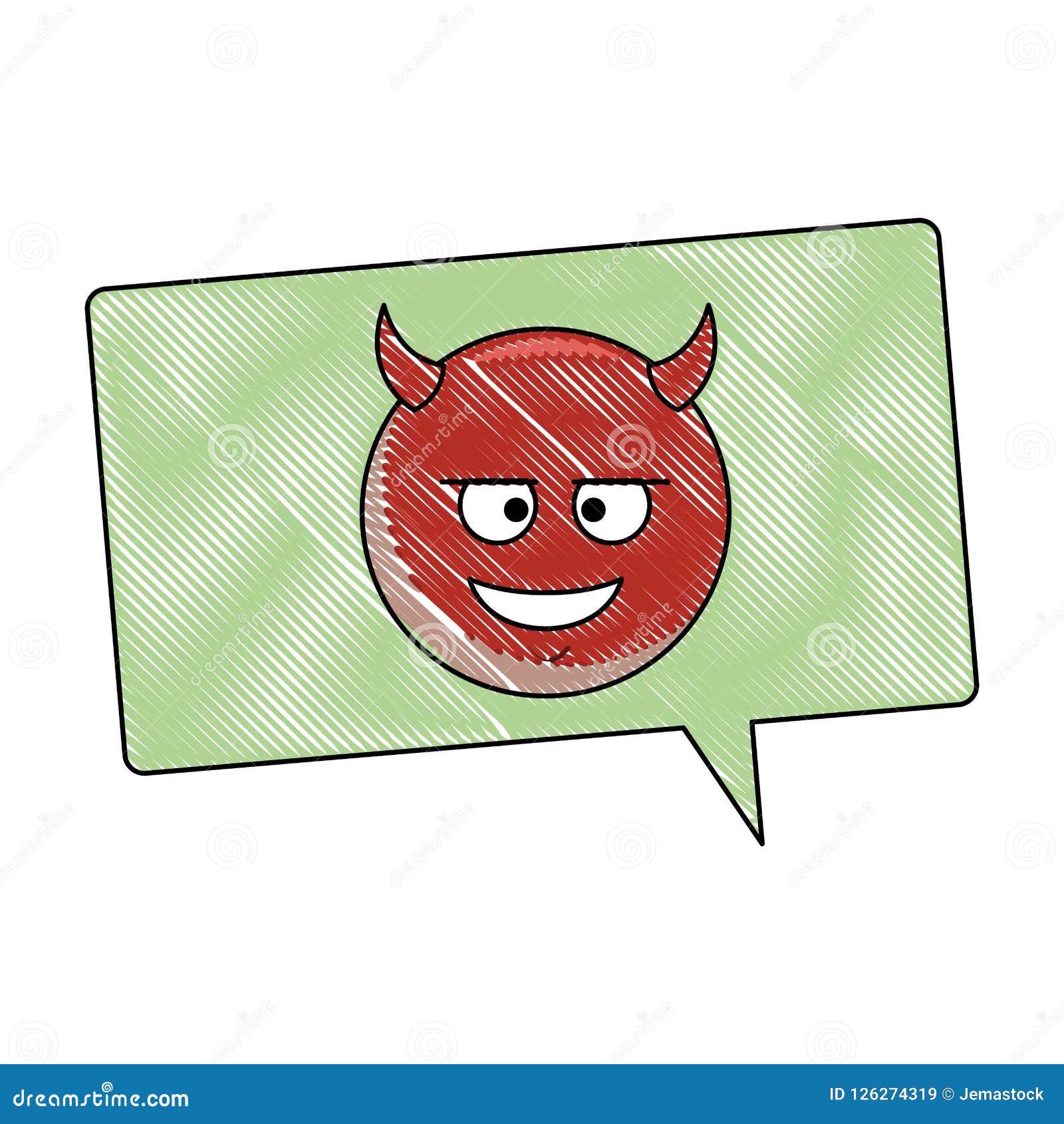 Devil Emoticon in Bubble Scribble Stock Vector - Illustration of ...