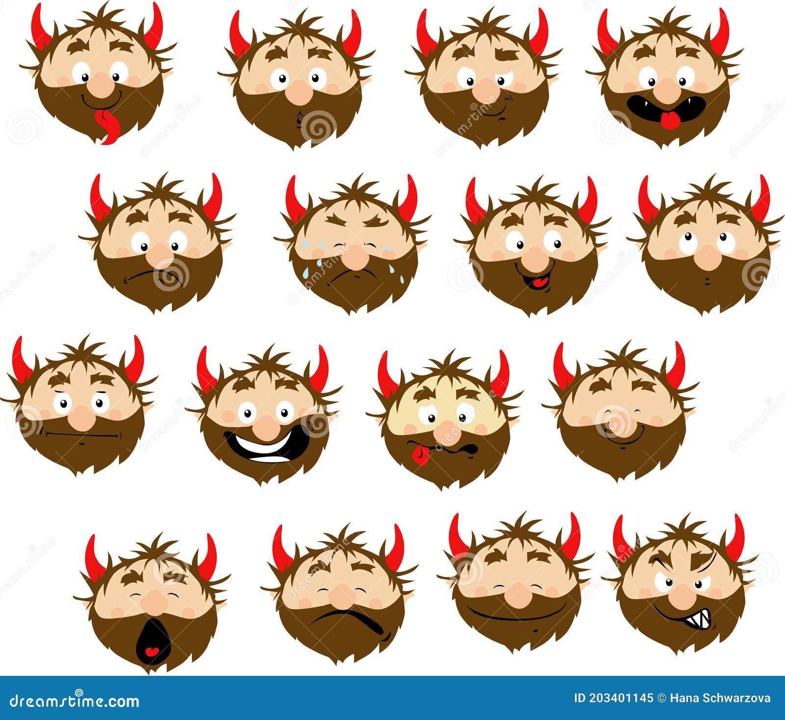 Devil Emoticon Icon with Many Expressions - Vector Flat Designm ...