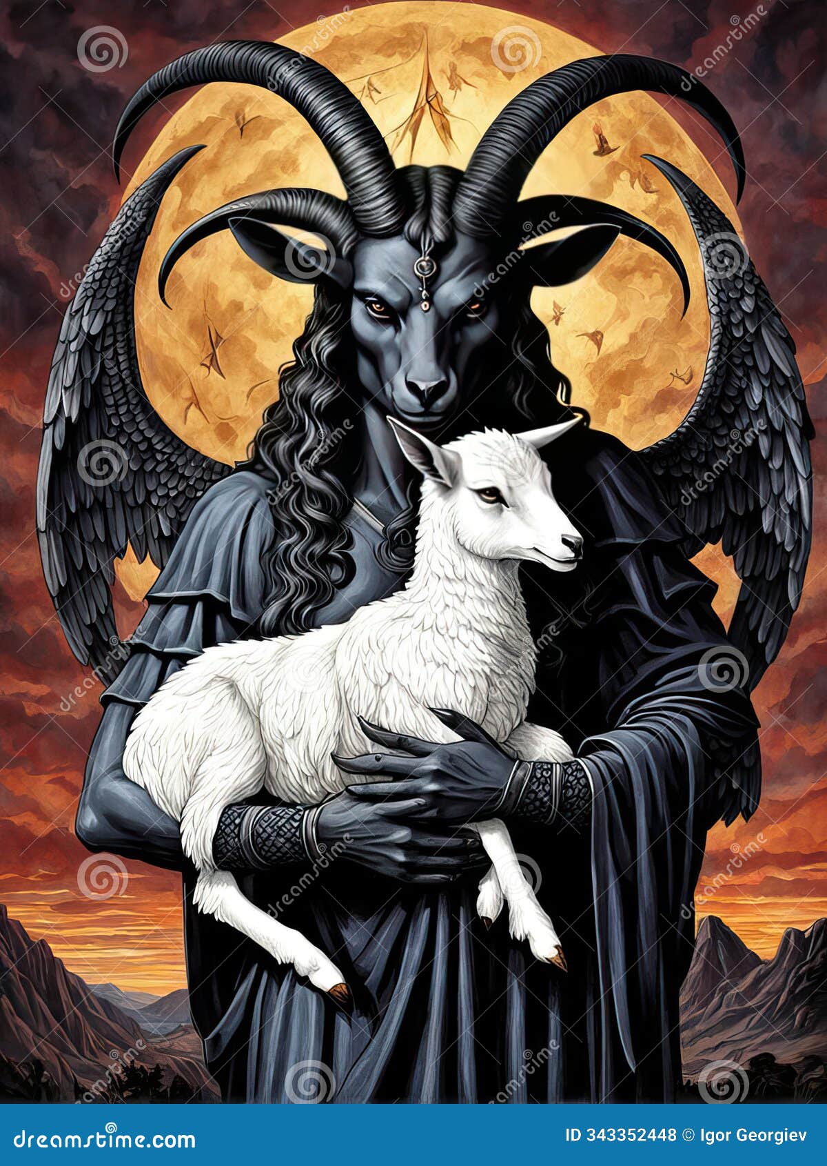 Baphomet Holding a Lamb, Dismal Creation, Demonic, Evil, in Hell ...