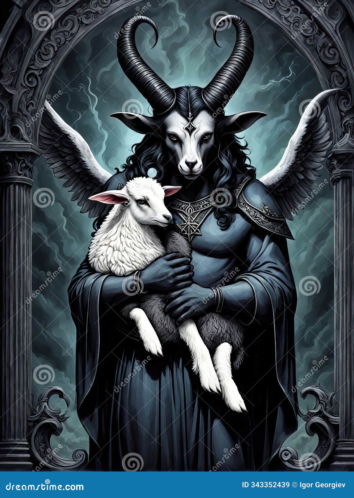 Baphomet Holding a Lamb, Dismal Creation, Demonic, Evil, in Hell ...