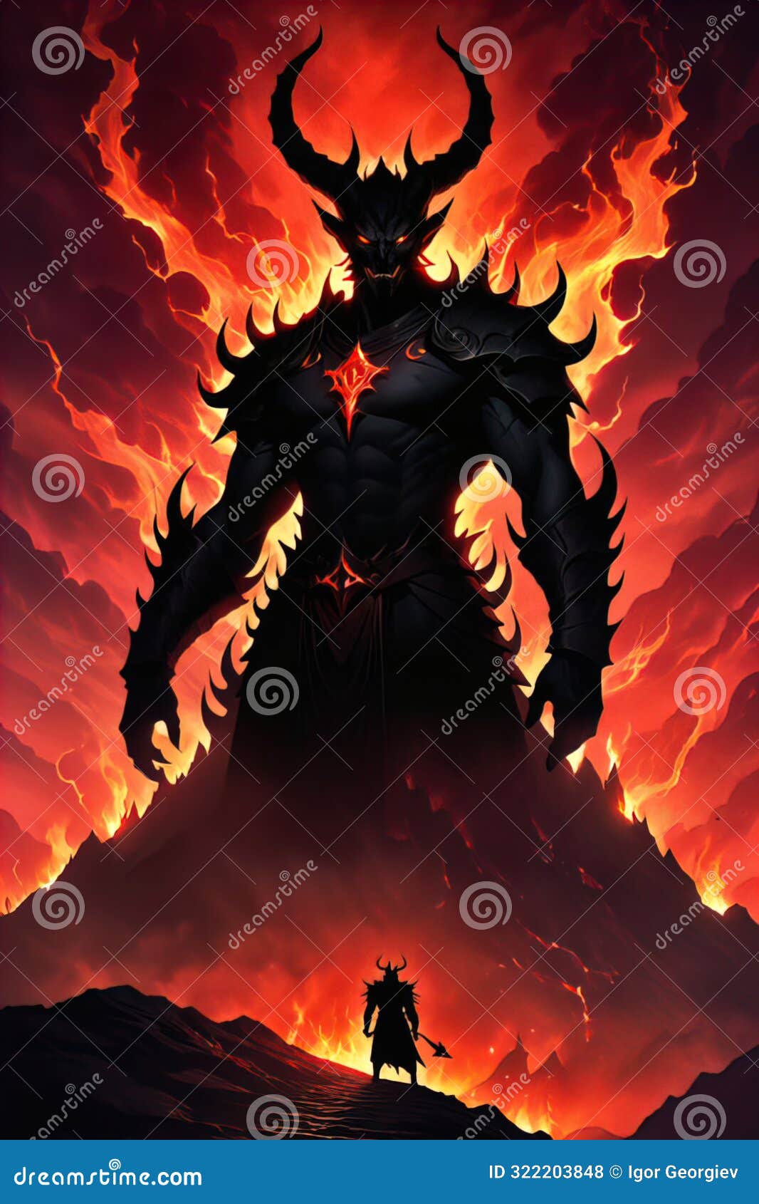 Flame Demon Satanic Horror Creature Stock Illustration - Illustration ...