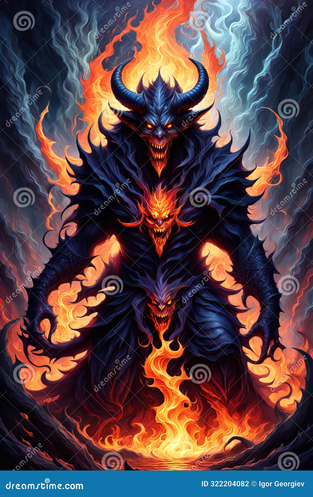 Flame Demon Satanic Horror Creature Stock Illustration - Illustration ...