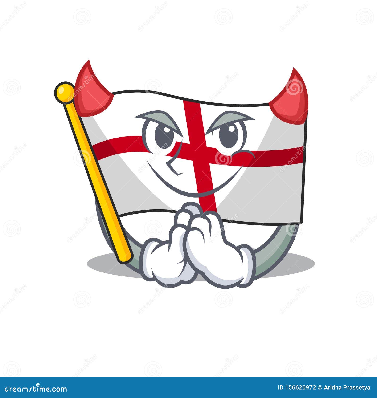Devil England Flag Folded Above Cartoon Table Stock Vector ...