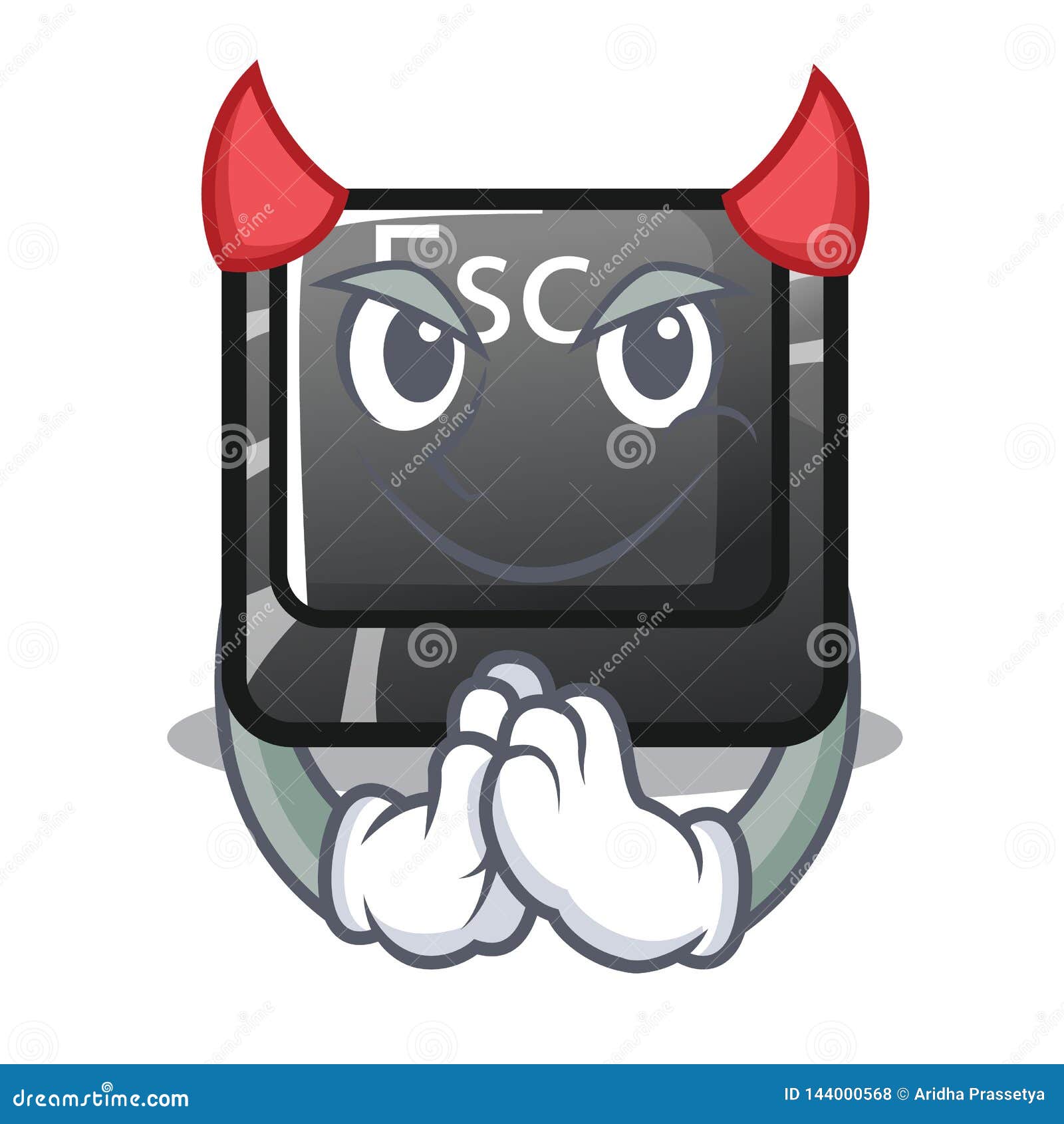 Devil Esc Button Attached To Cartoon Keyboard Stock Vector ...