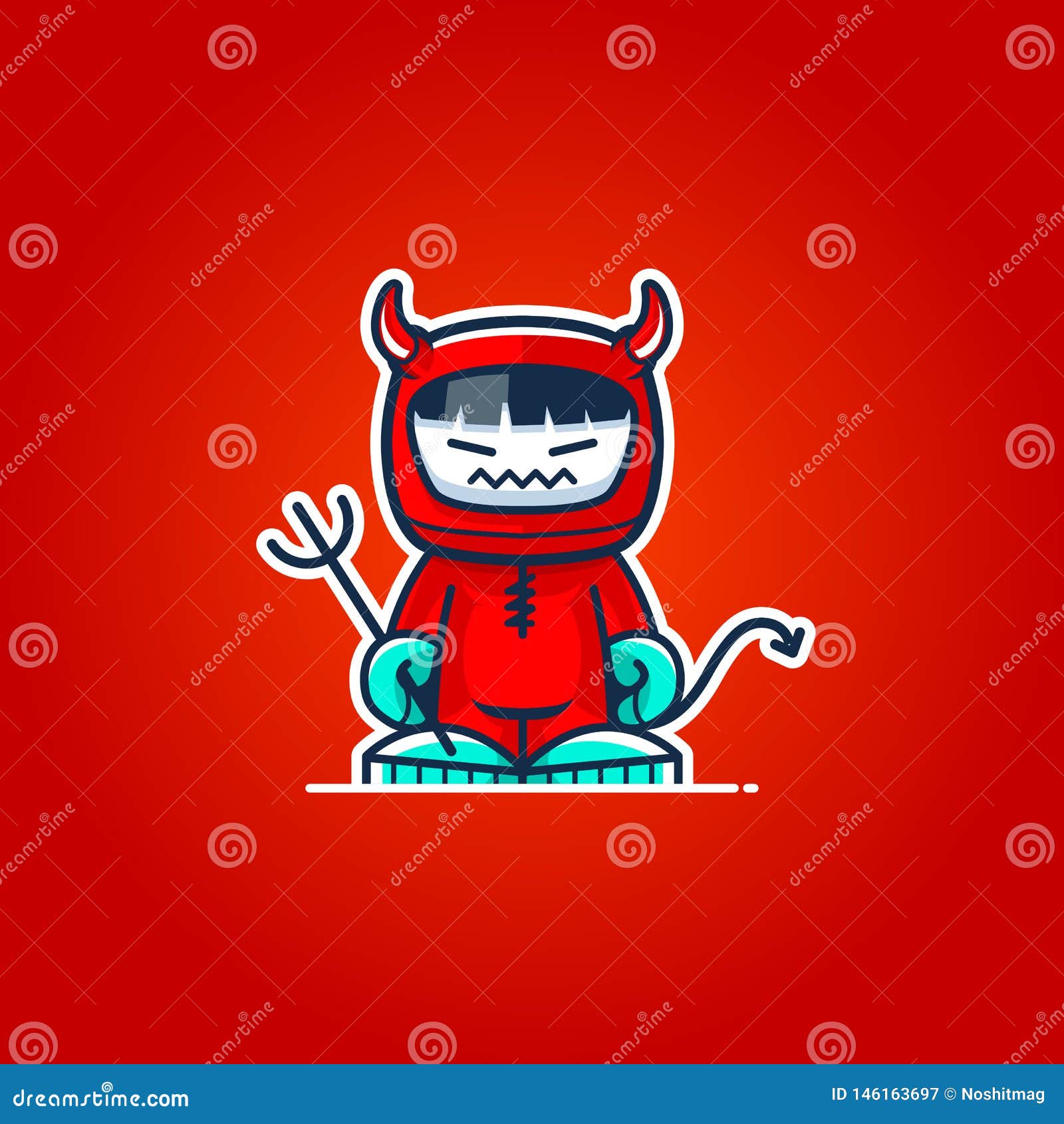 Devil Evil Cowboy And Minigun. Wild West Demon Gunfighter. Angry ...