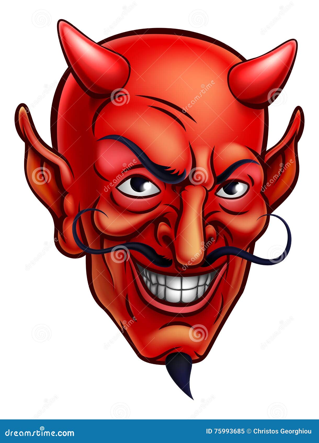 A Devil Demon Cartoon Character Face With An Evil Grin. Alien Face With ...