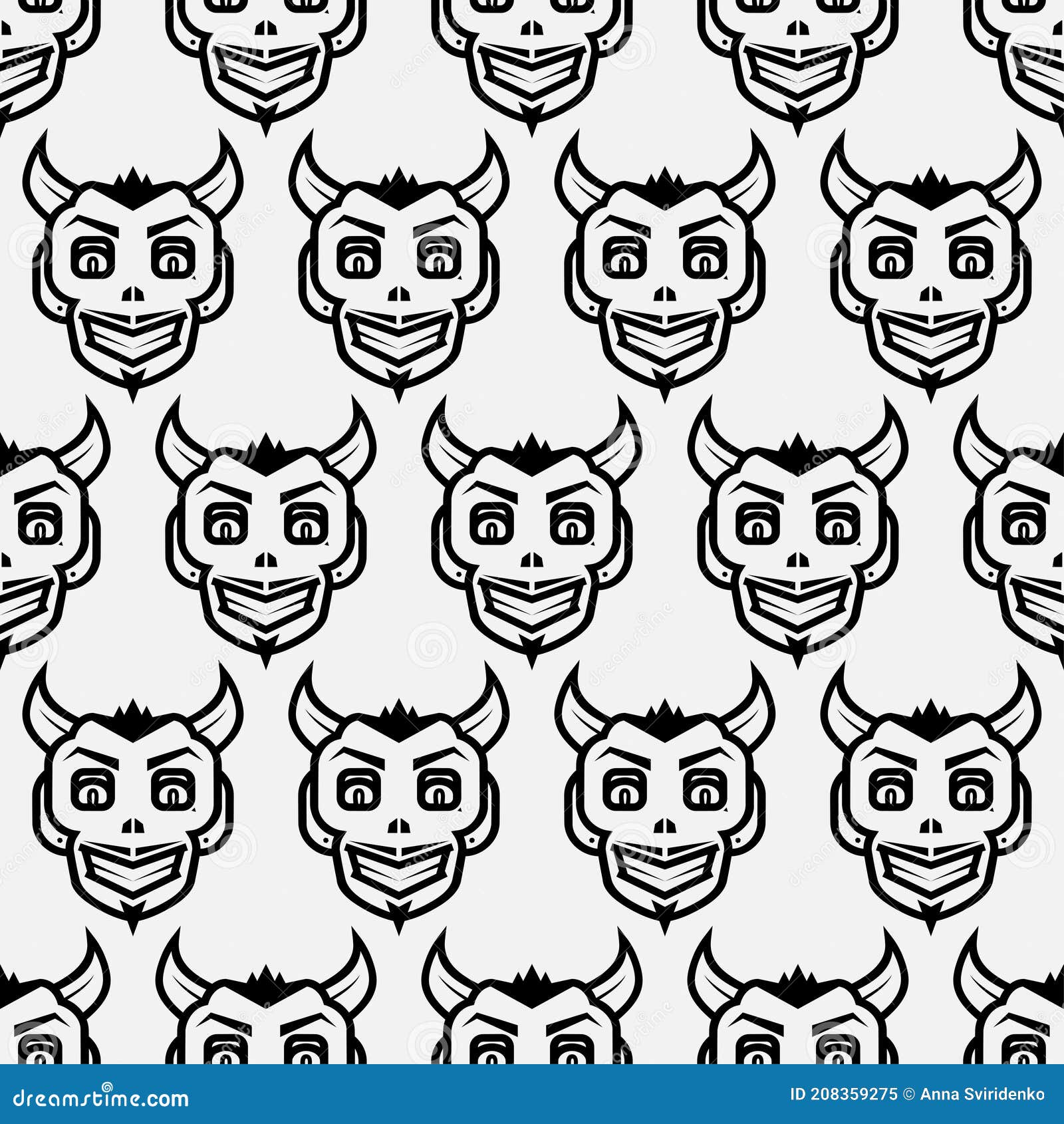 Devil Face Halloween Background Seamless Pattern Stock Illustration ...
