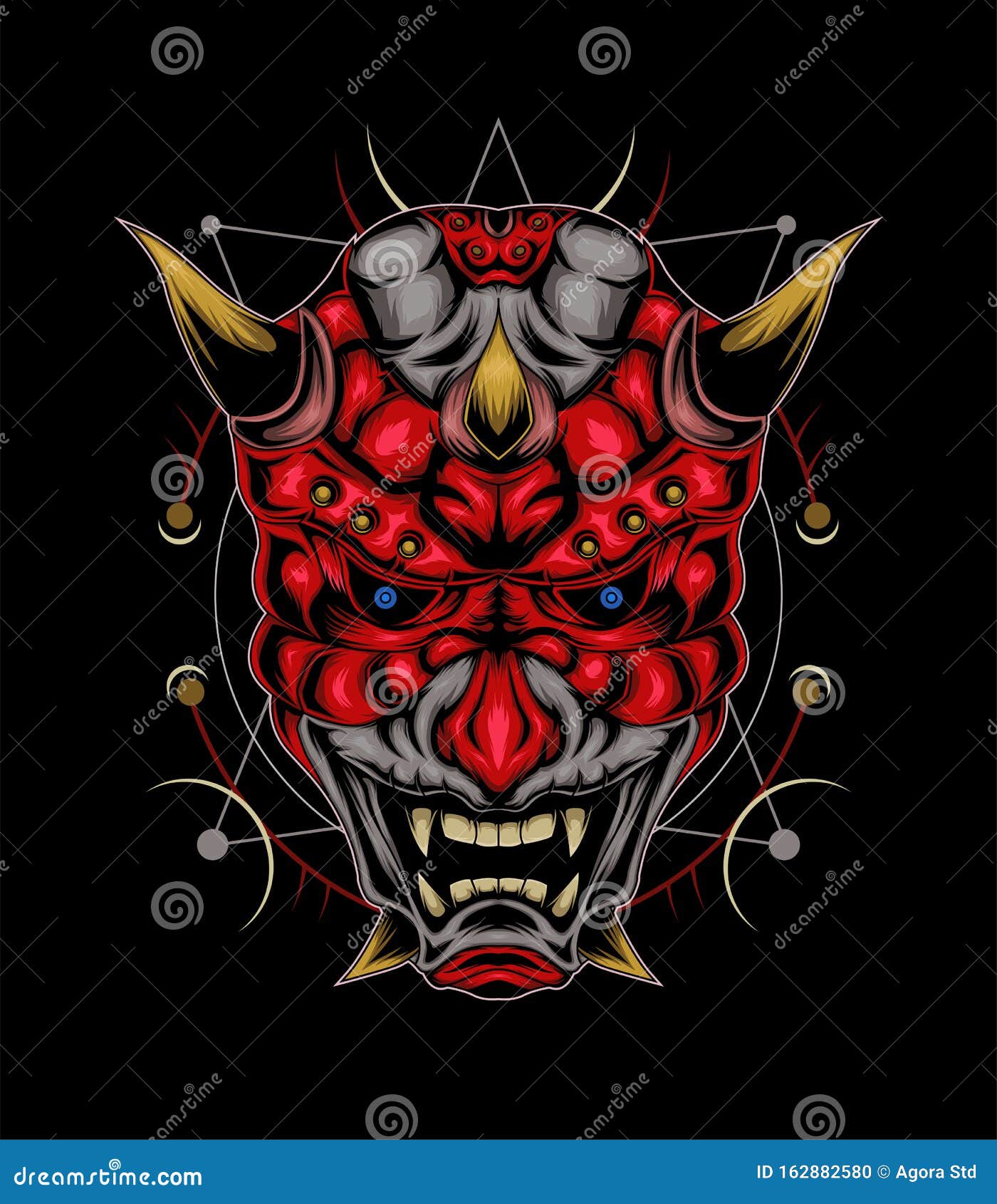 Devil Face Illustration. Head of Red Demon Stock Illustration ...