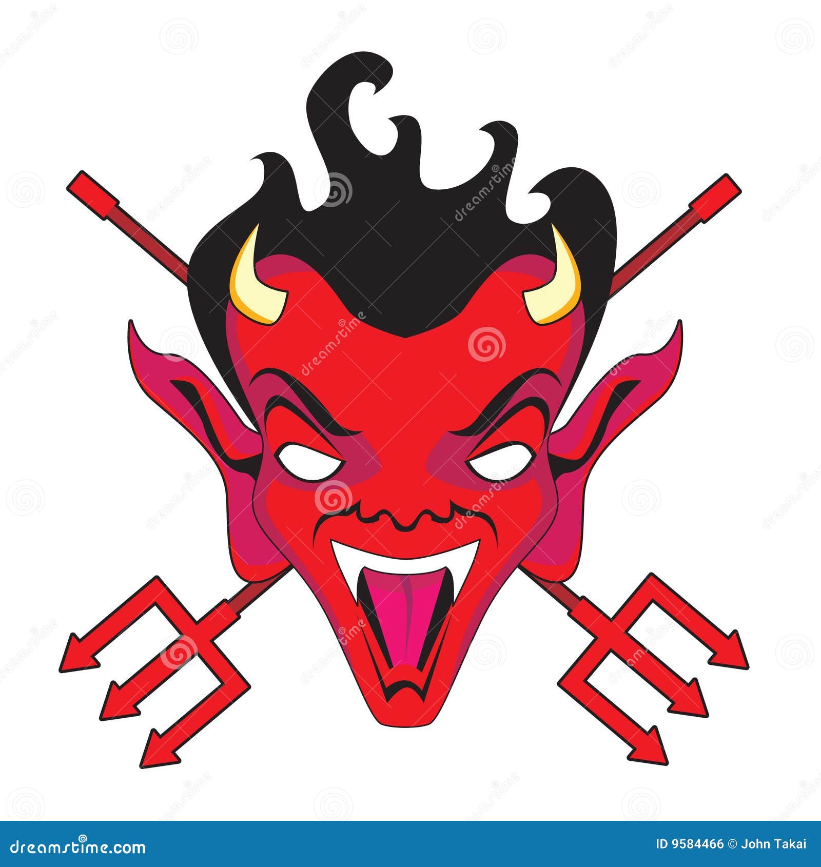Devil face and pitchforks stock vector. Illustration of forks - 9584466