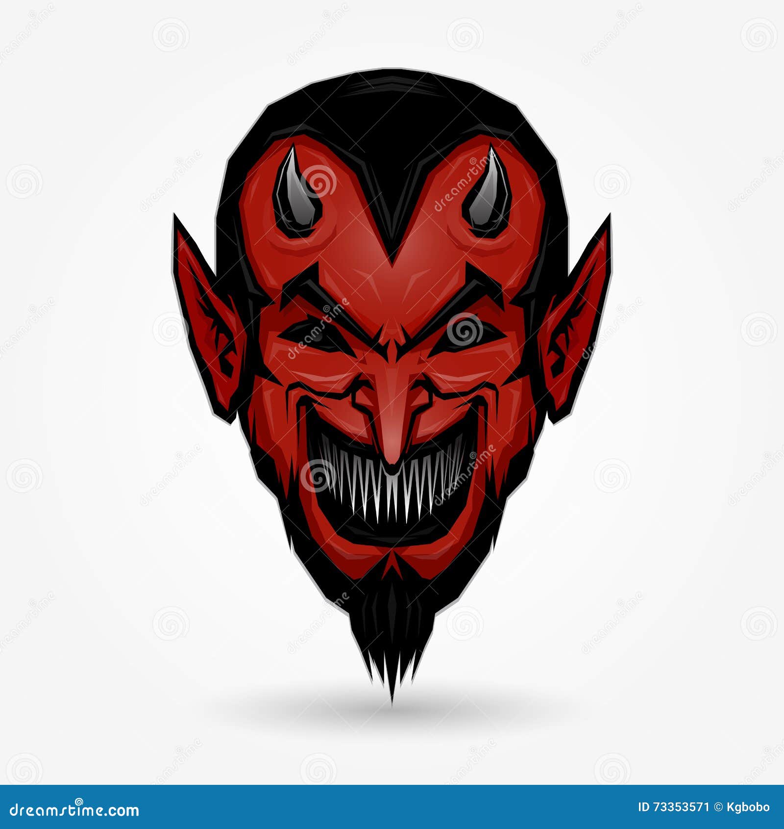 Devil Face Emoticon Outline Icon Vector Illustration | CartoonDealer ...