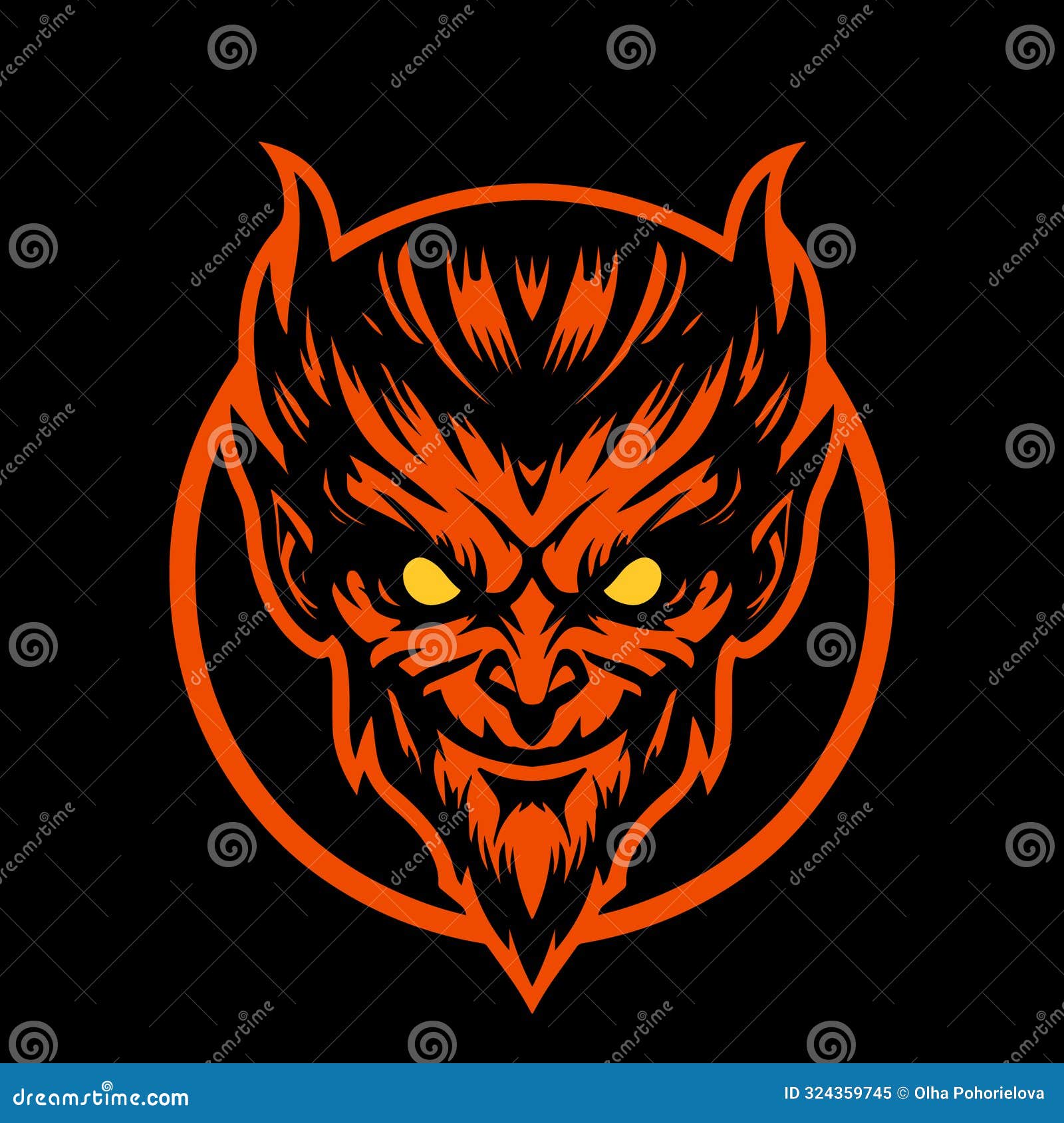 Devil Face in Tattoo Style. Vector Illustration on Black Background ...