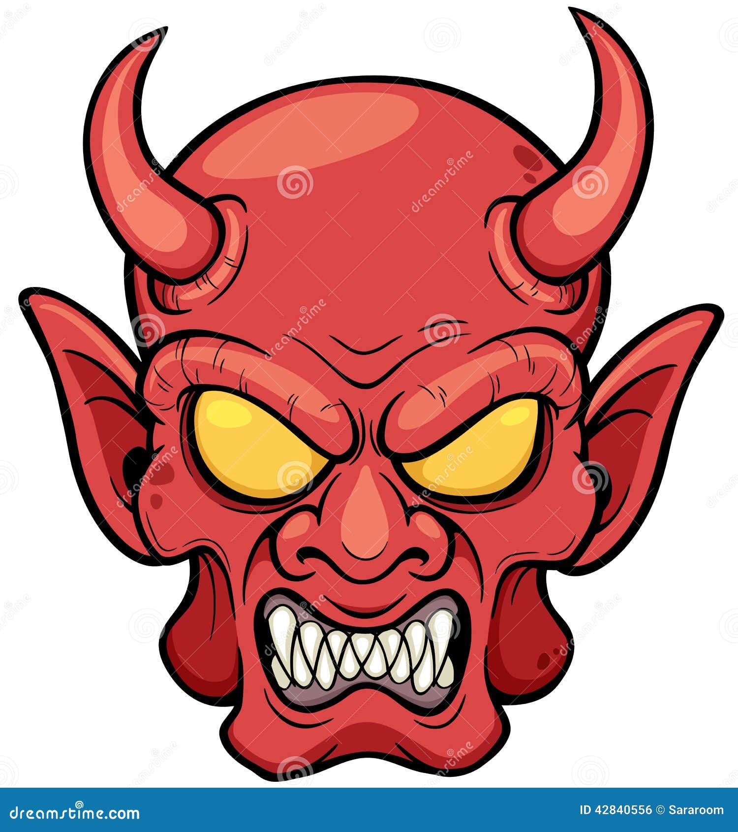 Devil Face Emoticon Outline Icon Vector Illustration | CartoonDealer ...