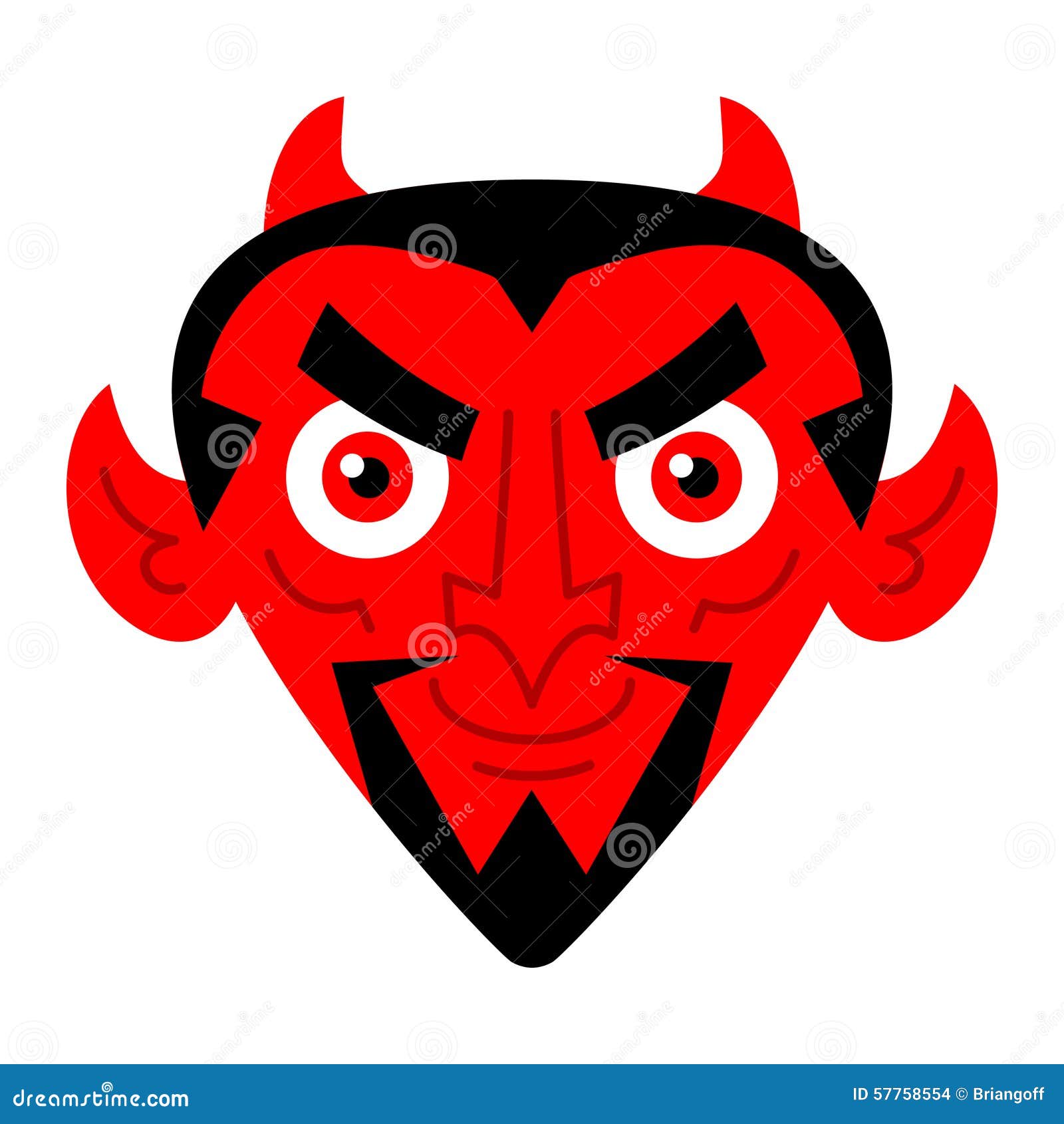Devil Face Emoticon Outline Icon Vector Illustration | CartoonDealer ...