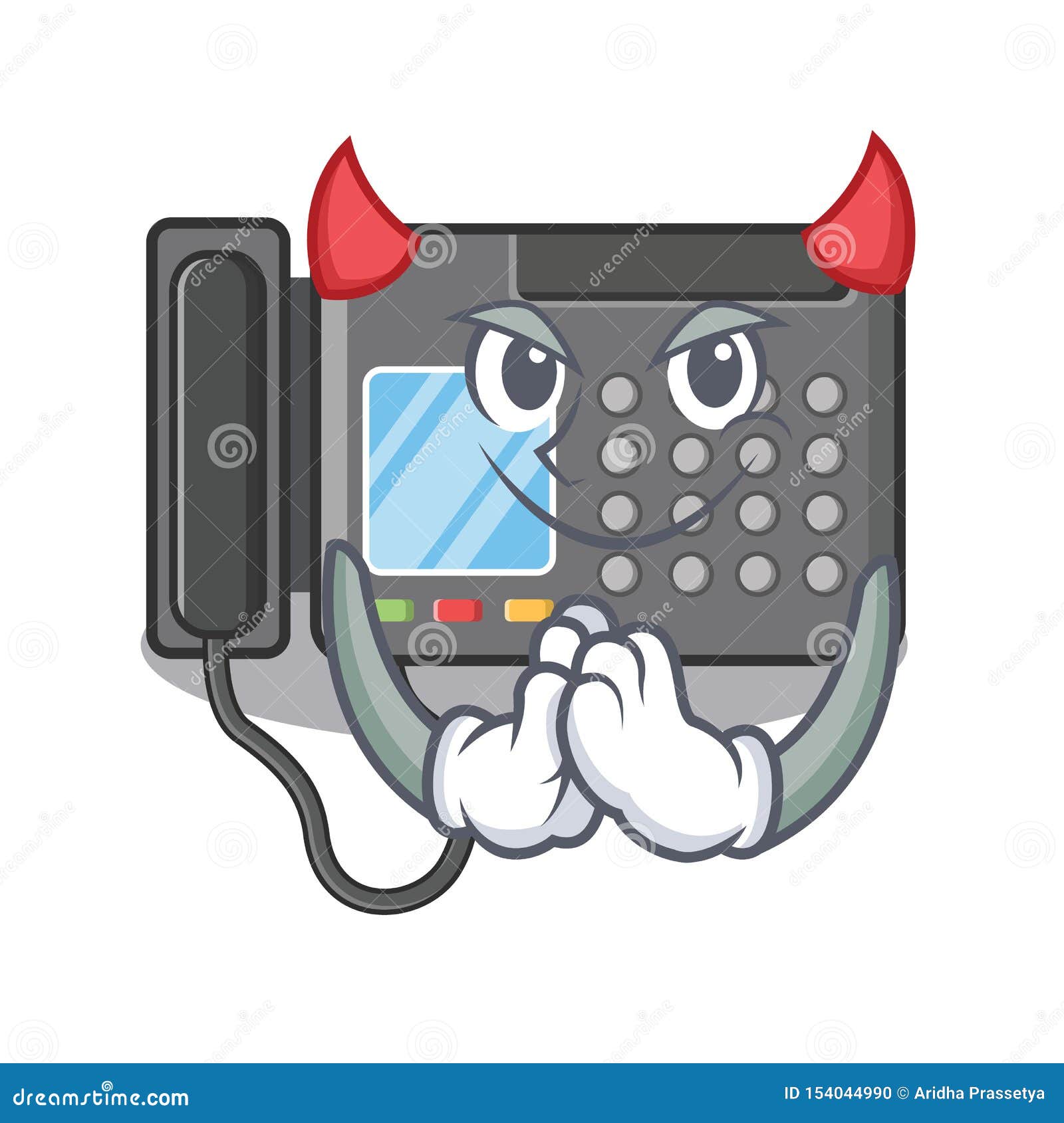 Devil Fax Machine Above the Cartoon Table Stock Vector - Illustration ...