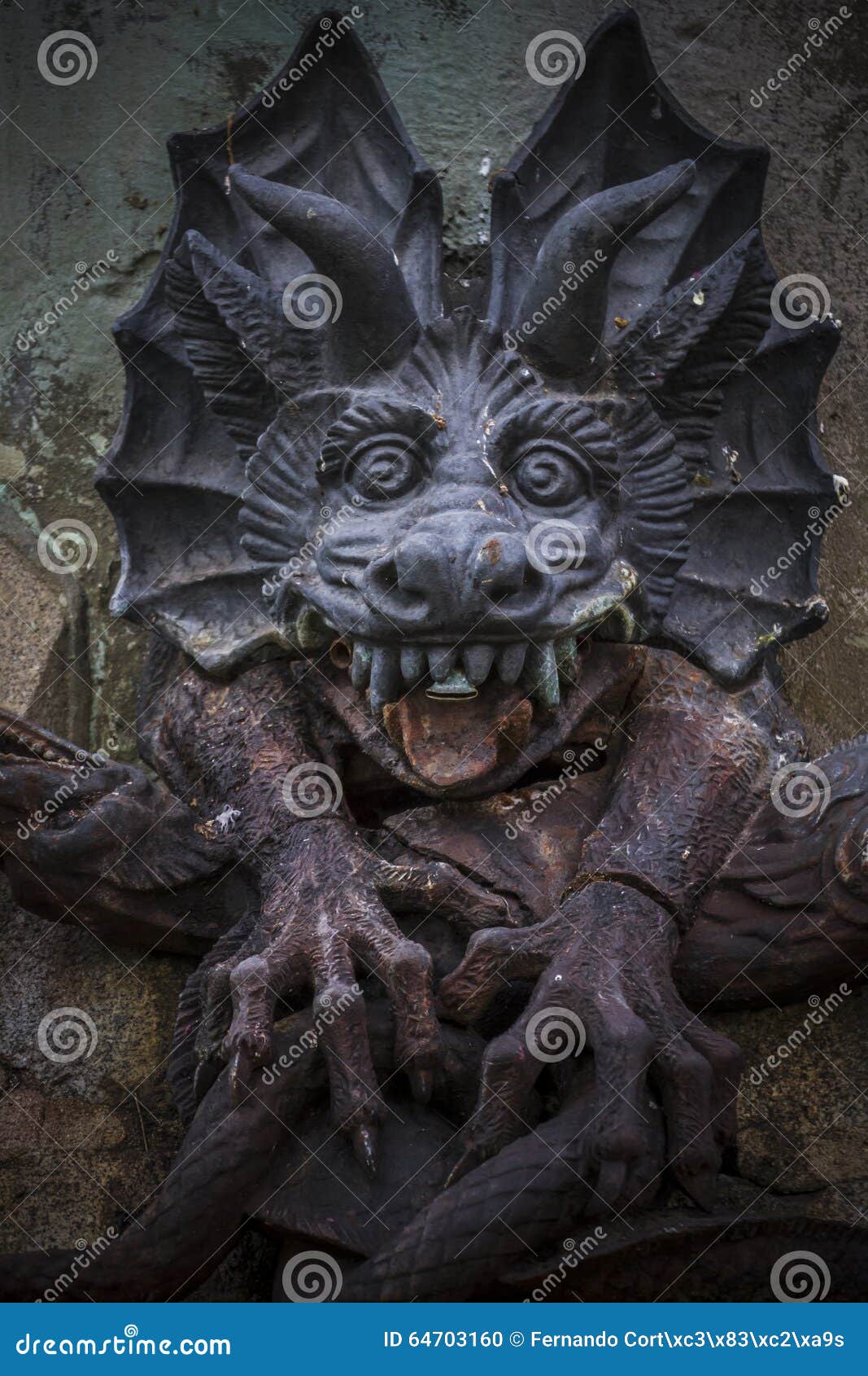 Devil Figure, Bronze Sculpture With Demonic Gargoyles And Monsters ...