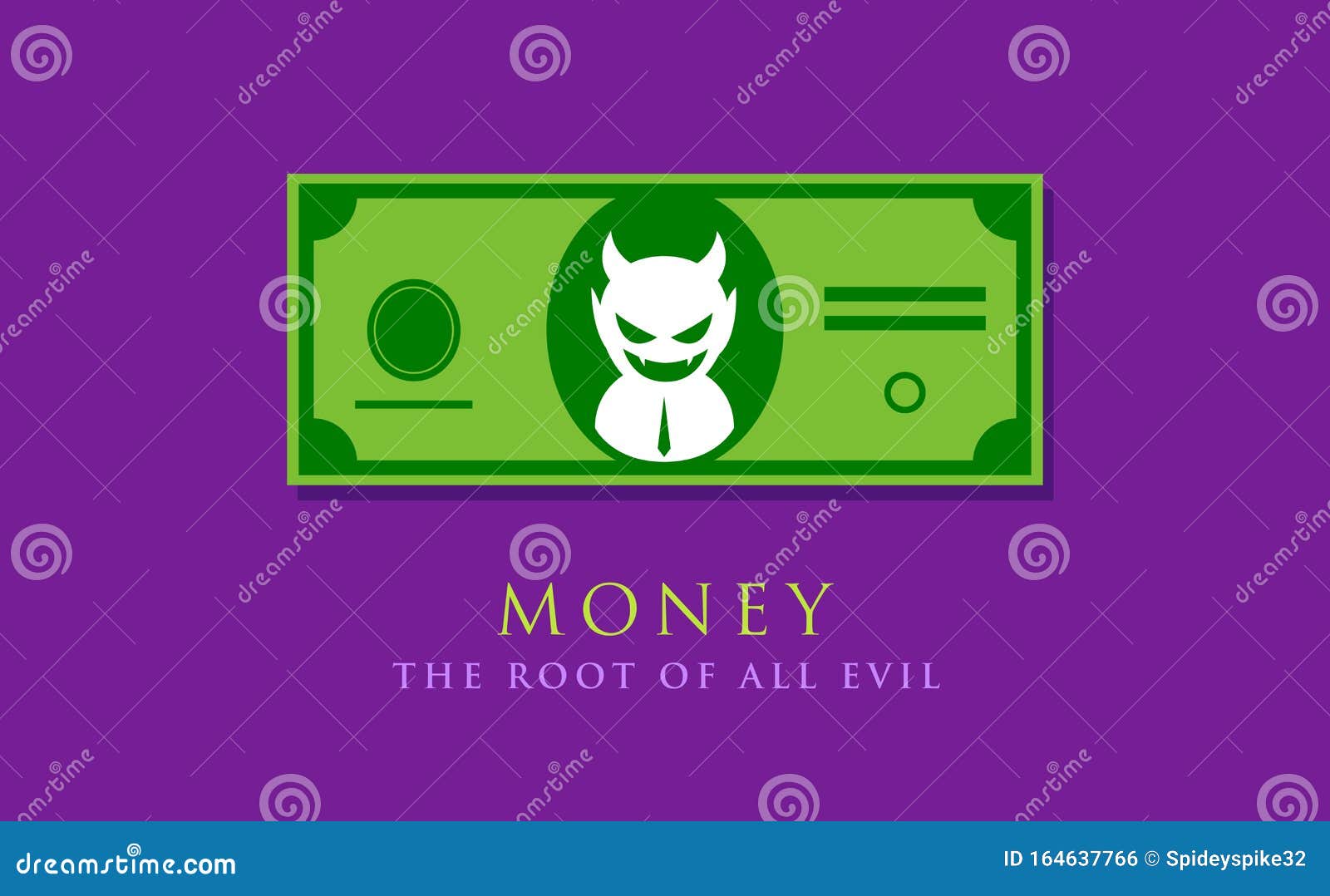 Devil Figure Inside the Money. Purple Background Stock Illustration ...