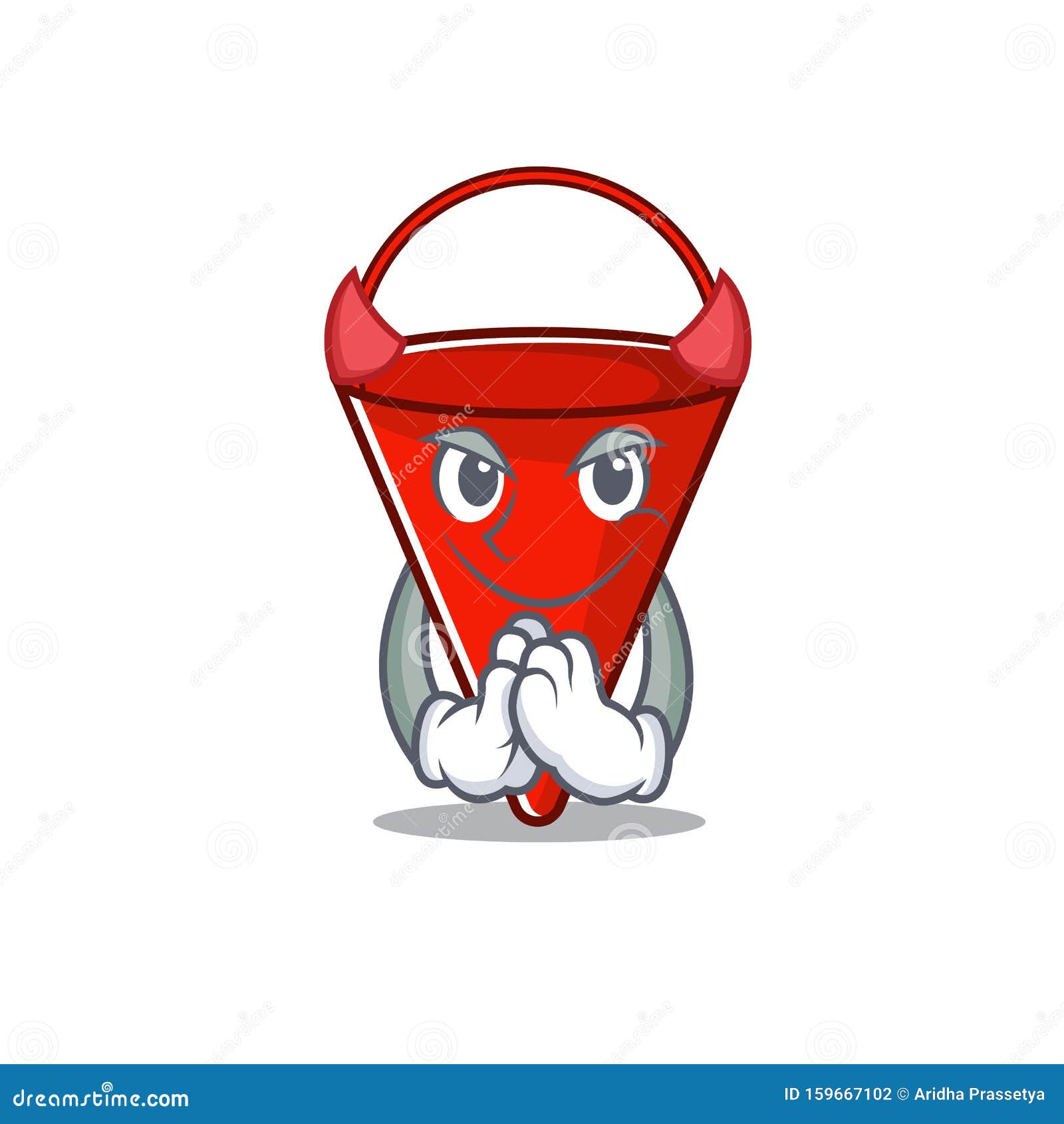 Devil Fire Bucket Cartoon in the Yard Stock Vector - Illustration of ...