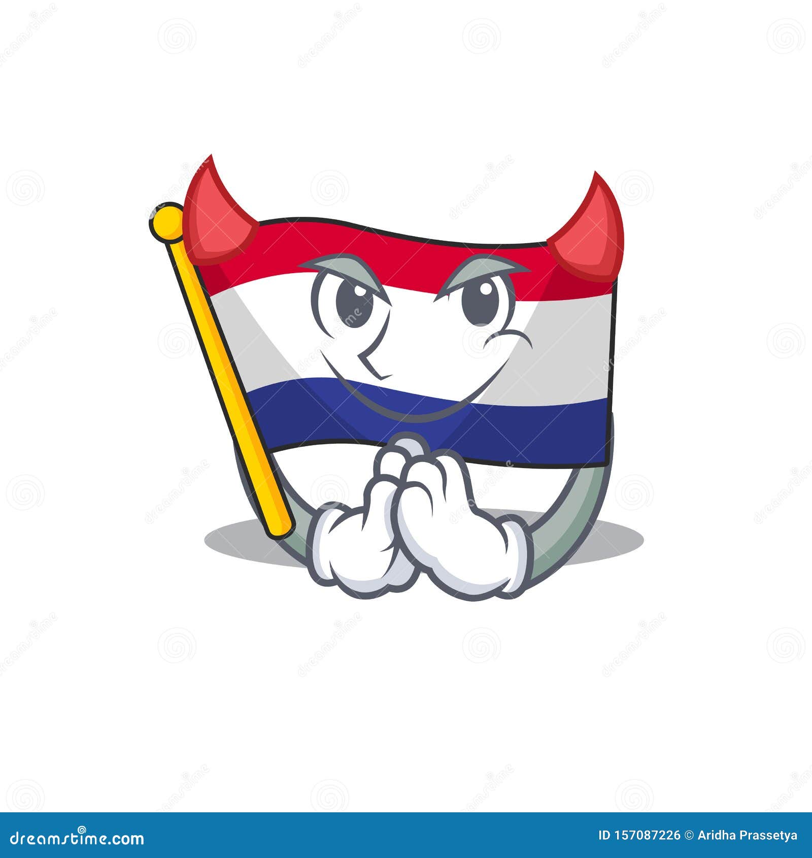 Devil Flag Netherlands Fluttered on Cartoon Pole Stock Vector ...