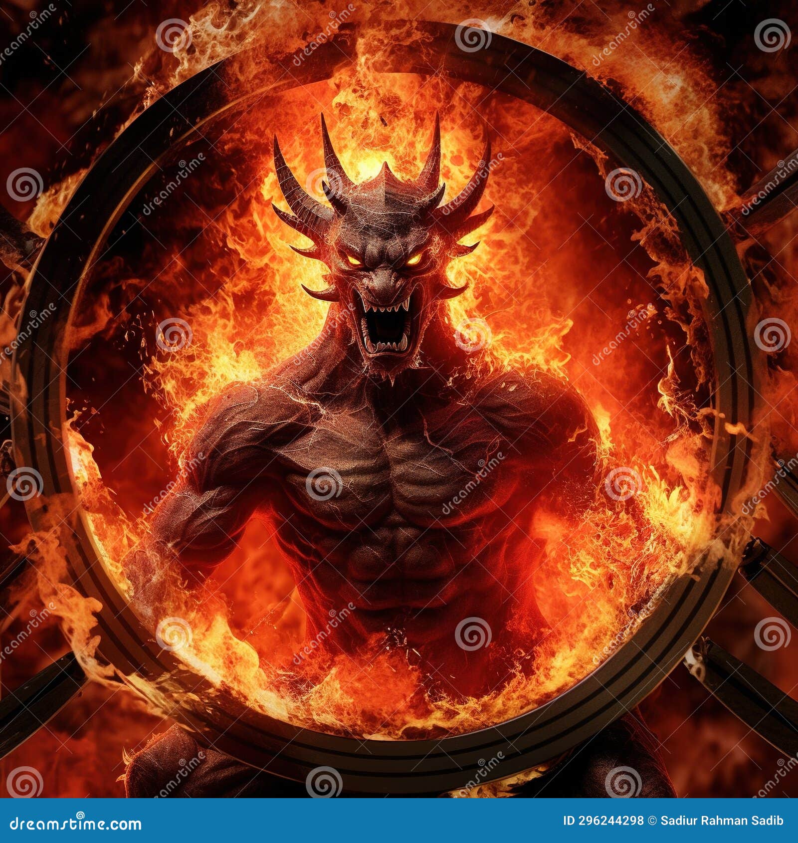 Devil in Flames. Demon in the Fire Stock Illustration - Illustration of ...
